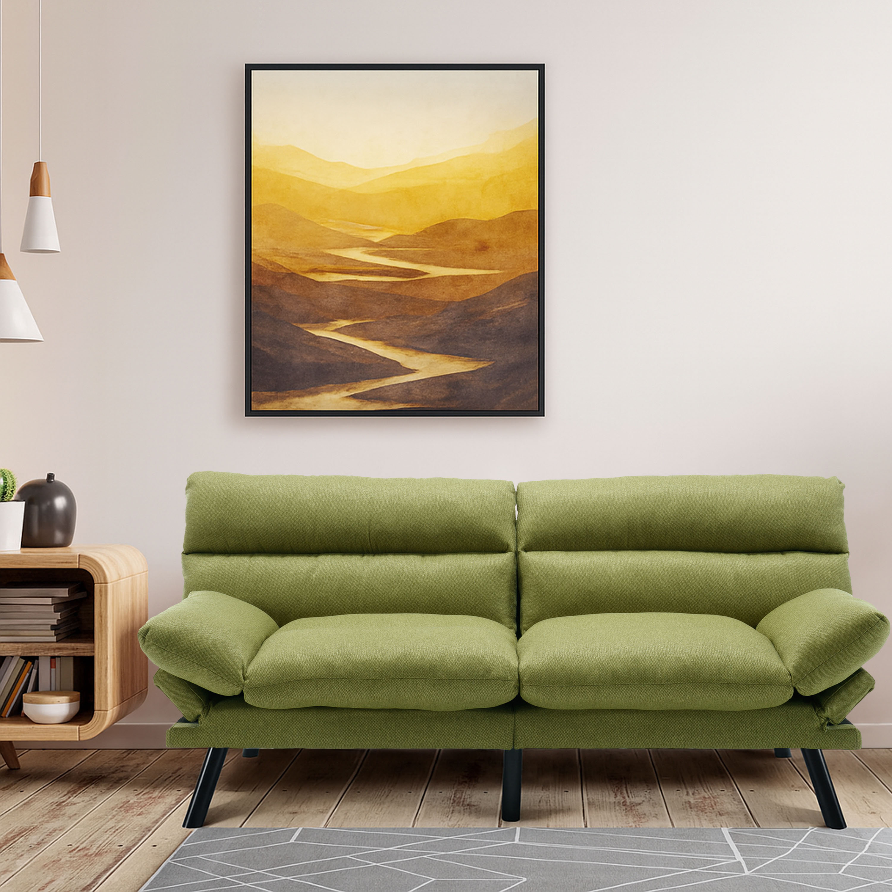 Corrigan Studio® Modren Upholstered Convertible Futon Sofa Bed with ...