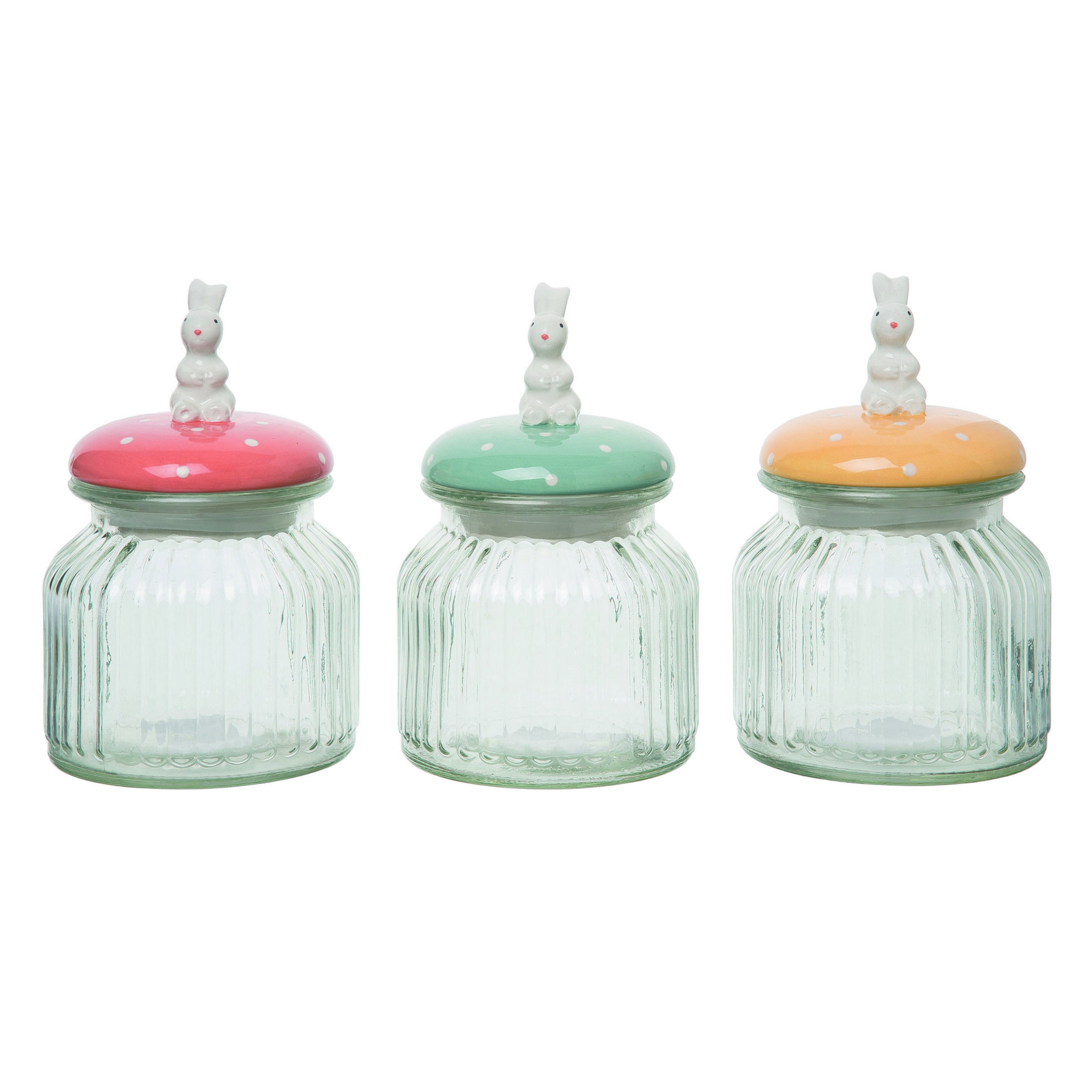 Ophelia & Co. Glass/Dol Bunny Candy Jar Set of 3 Easter Home ...
