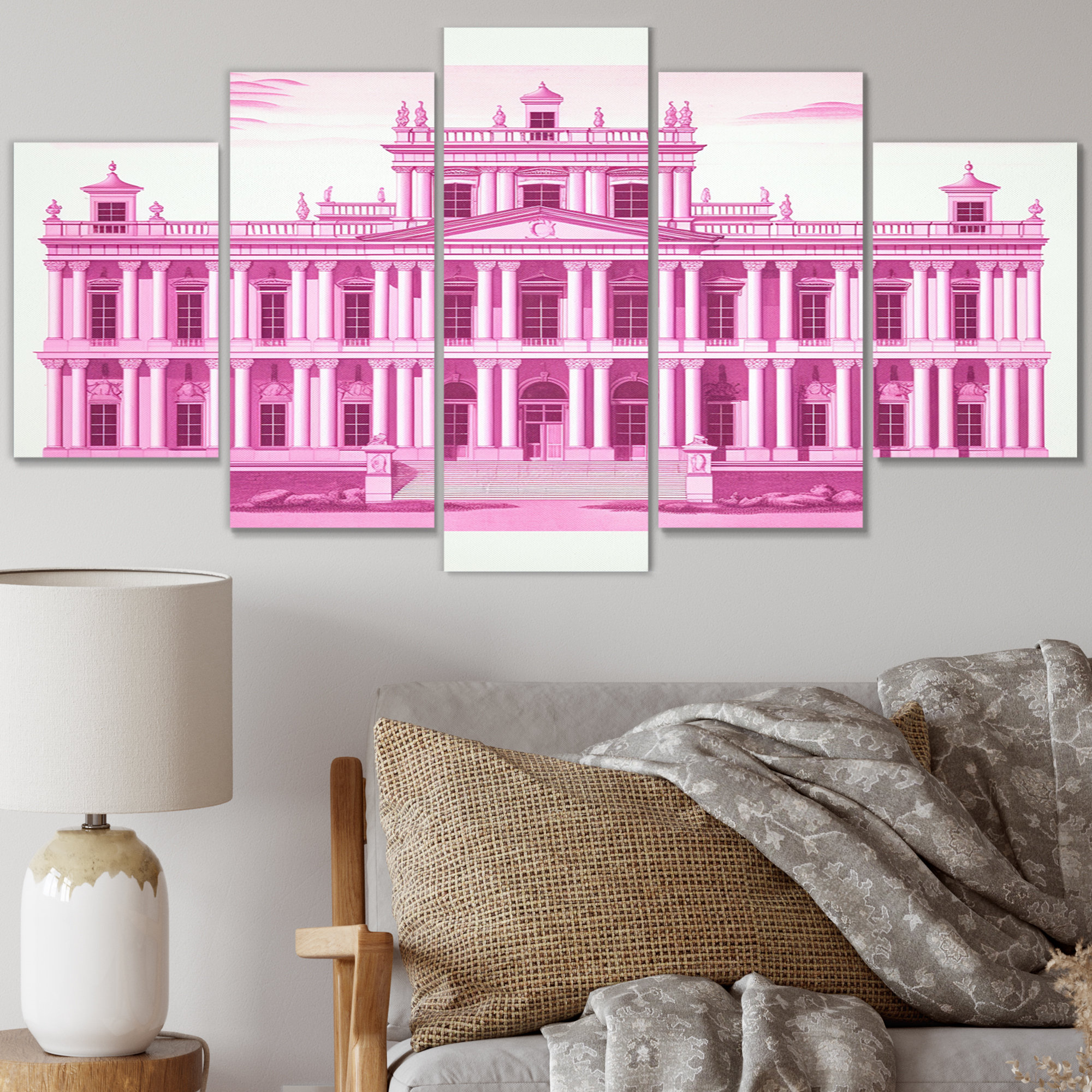 Lark Manor™ Pink Blueprint Of London Architecture II - City London Wall ...