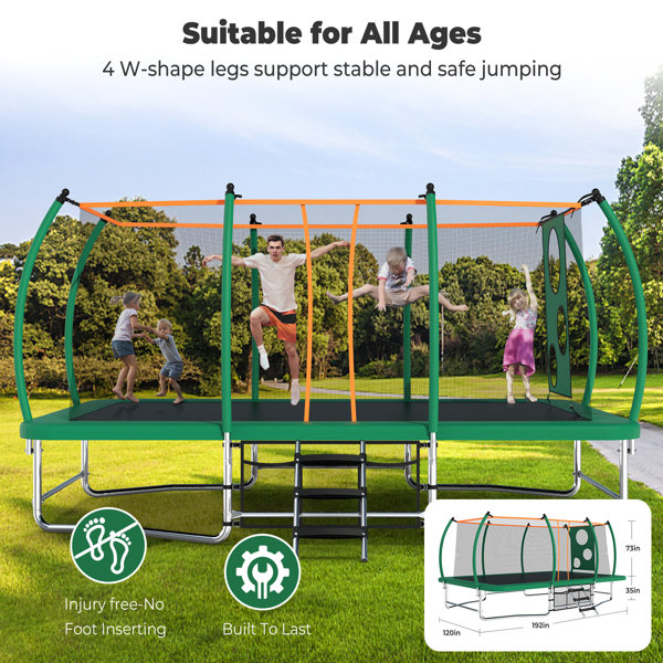 Sapphome Large Rectangle Trampoline For Kids And Adults, Outdoor ...