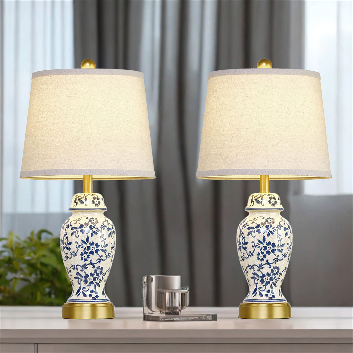 House of Hampton® Chinese Style Ceramic Table Lamp Set Of 2 , Classic ...