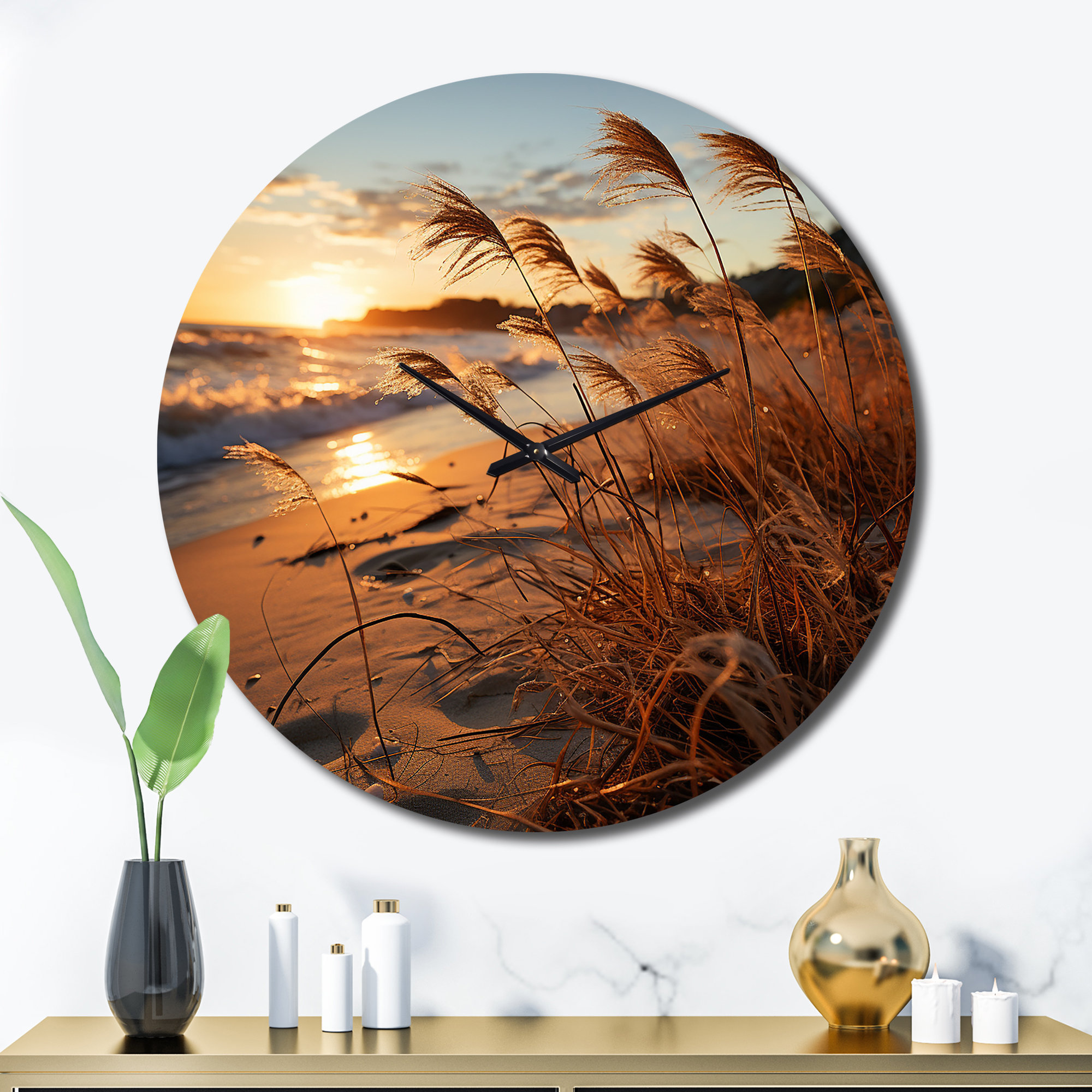Design Art Beach Breeze At Sunrise V Metal Wall Clock | Wayfair