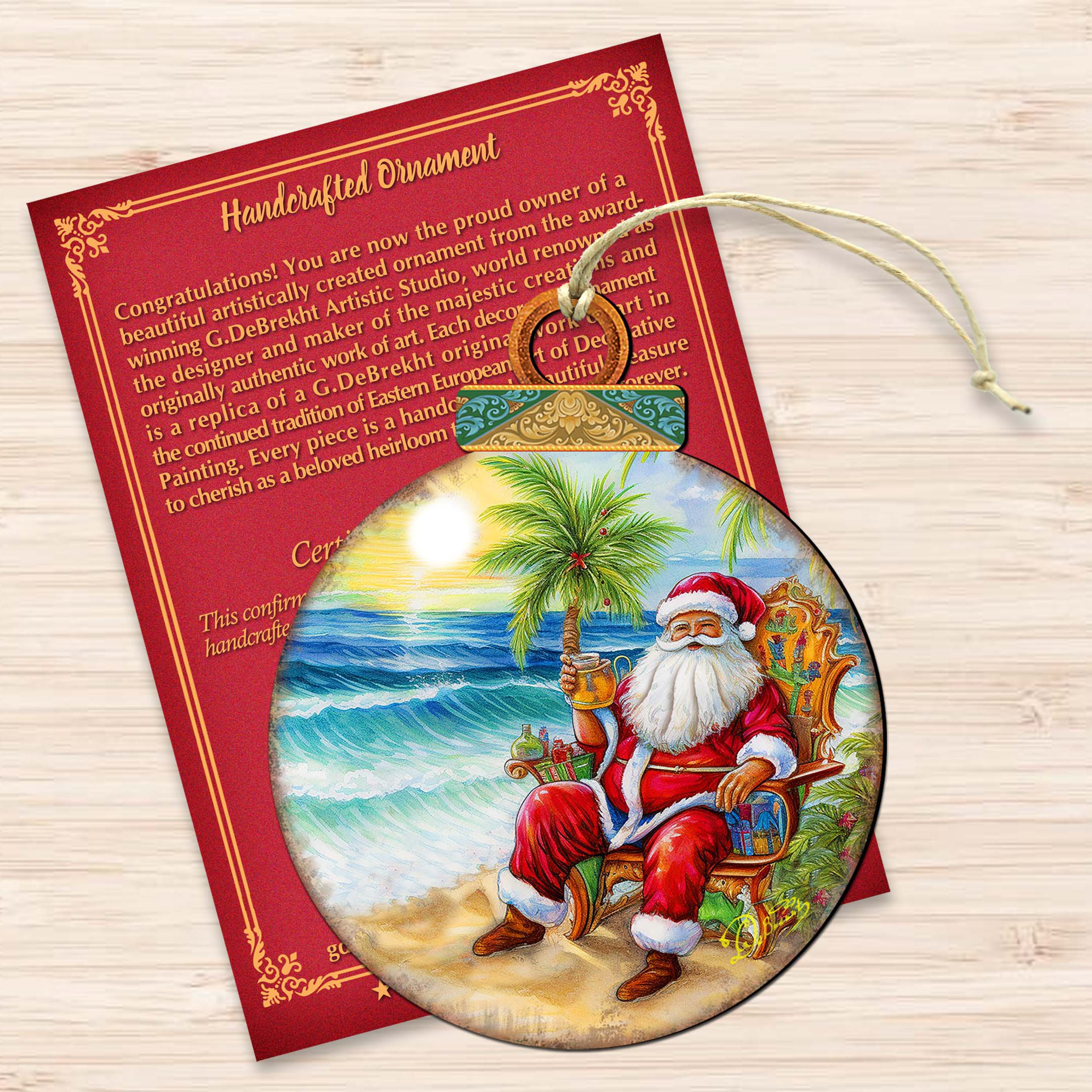 Designocracy Coastal Christmas Decor - Sunset With Santa Wooden ...