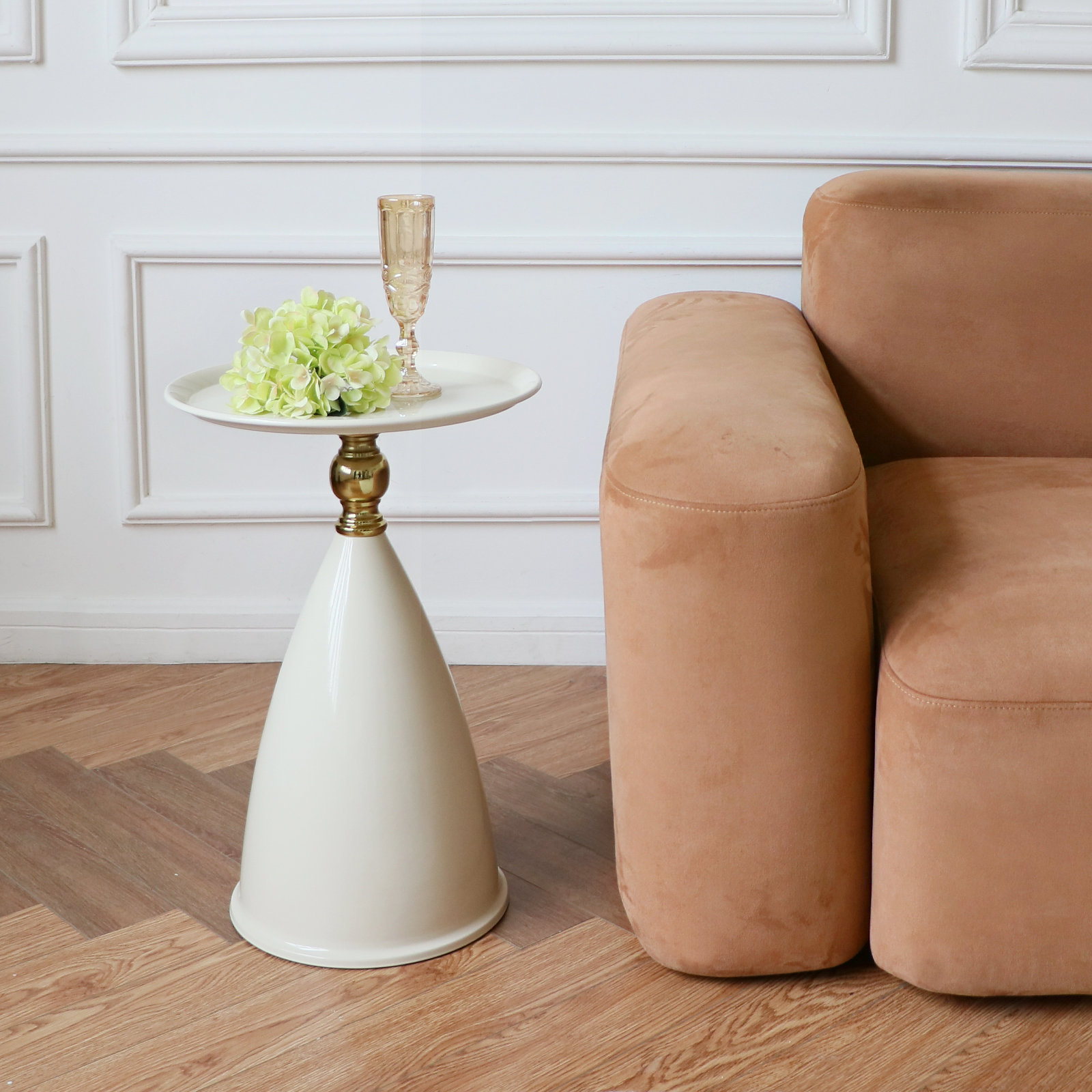 House of Hampton Small Round Side Table For Small Spaces, White ...