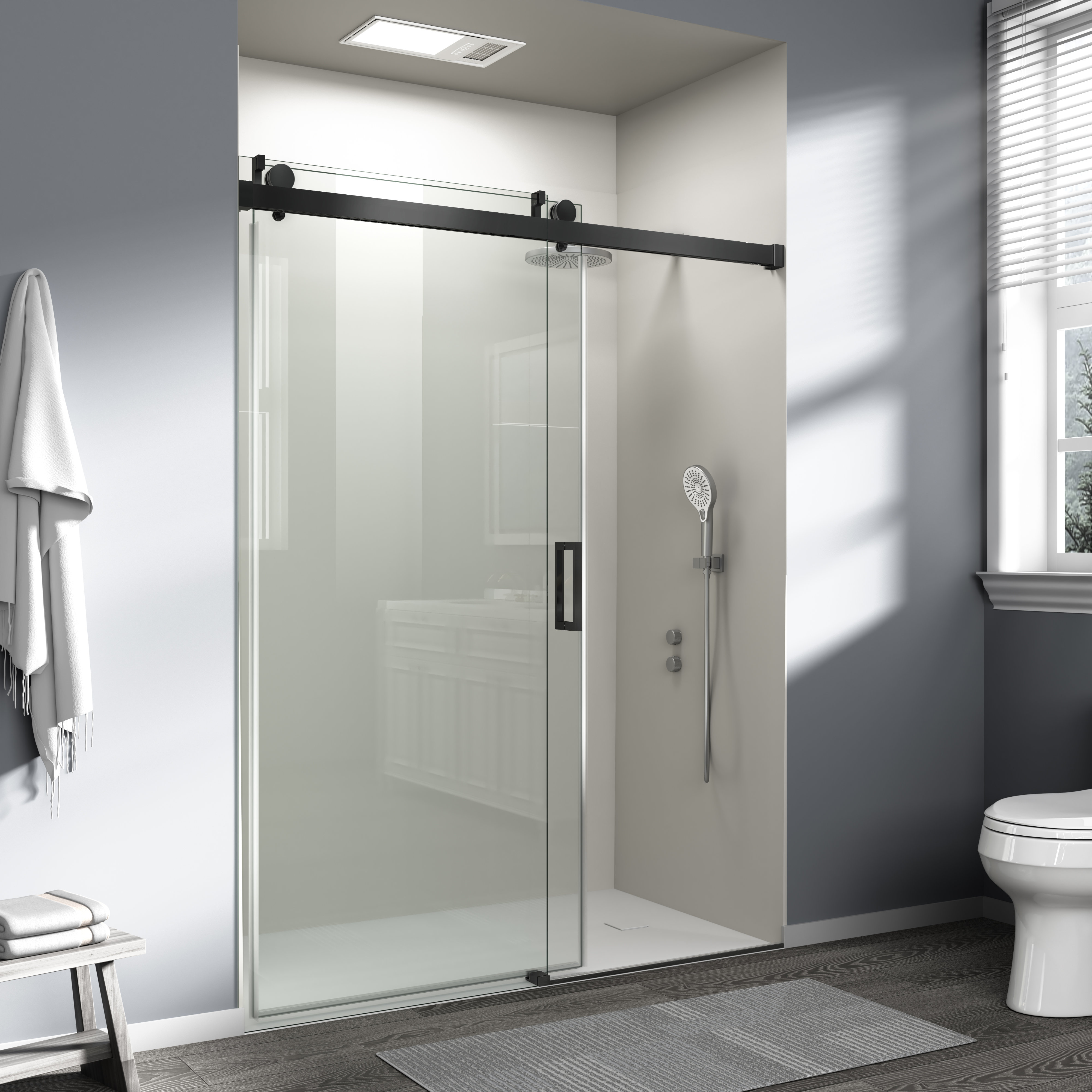 ABRUZZO 56“-60” W x 76“ H Single Sliding Frameless Shower Door Soft ...
