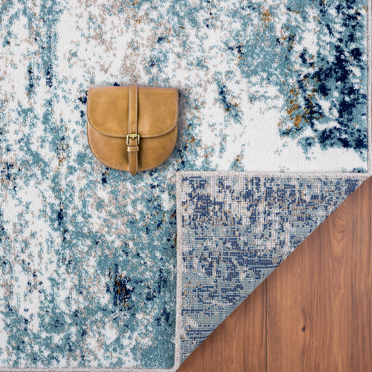 17 Stories Elrosa Abstract Blue/Gray/Brown Area Rug | Wayfair