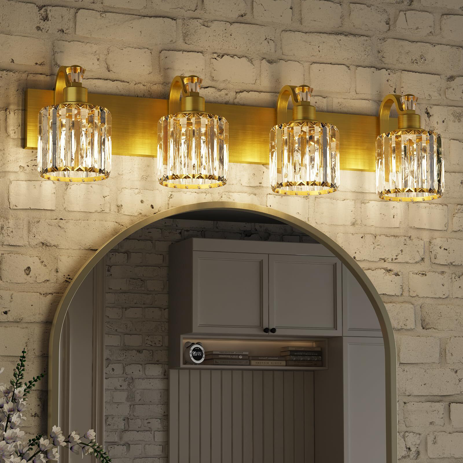 Mercer41 Modern Crystal Bathroom Vanity Lights Gold | Wayfair