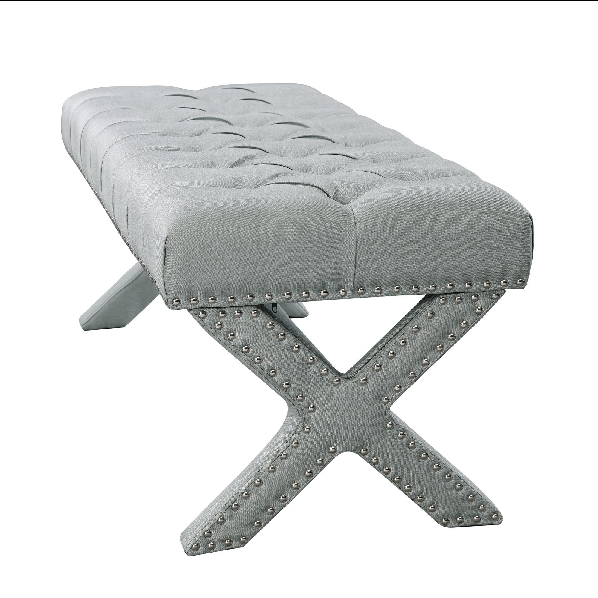 Gracie Oaks 45" Upholstered Linen Bench | Wayfair