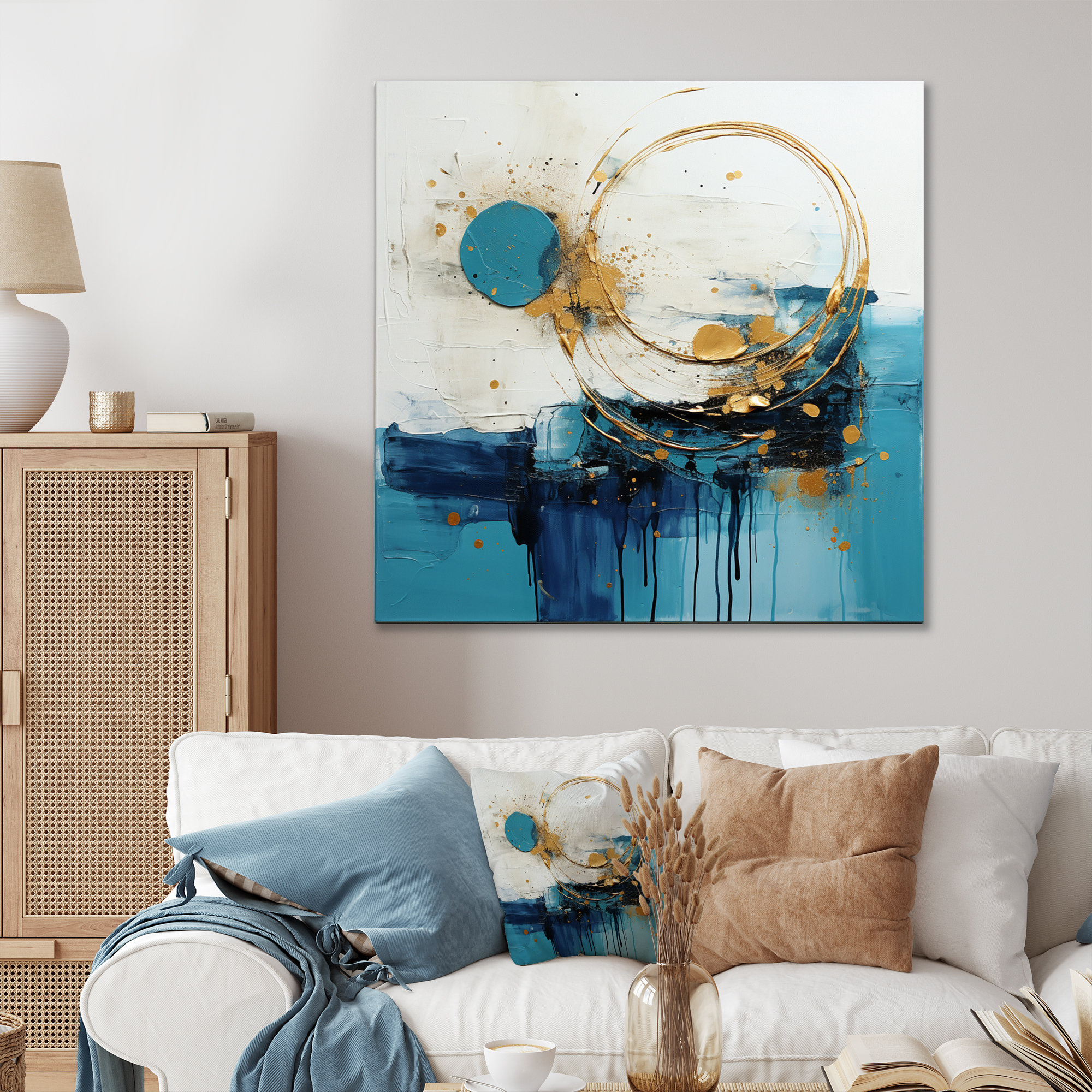Wrought Studio™ Celestial Delight Abstract In Turquoise And Gold I ...