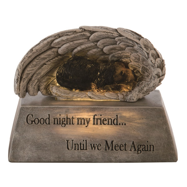 Arlmont & Co. Gavette Resin 6.75" Gray Spring Solar Memorial Stone ...
