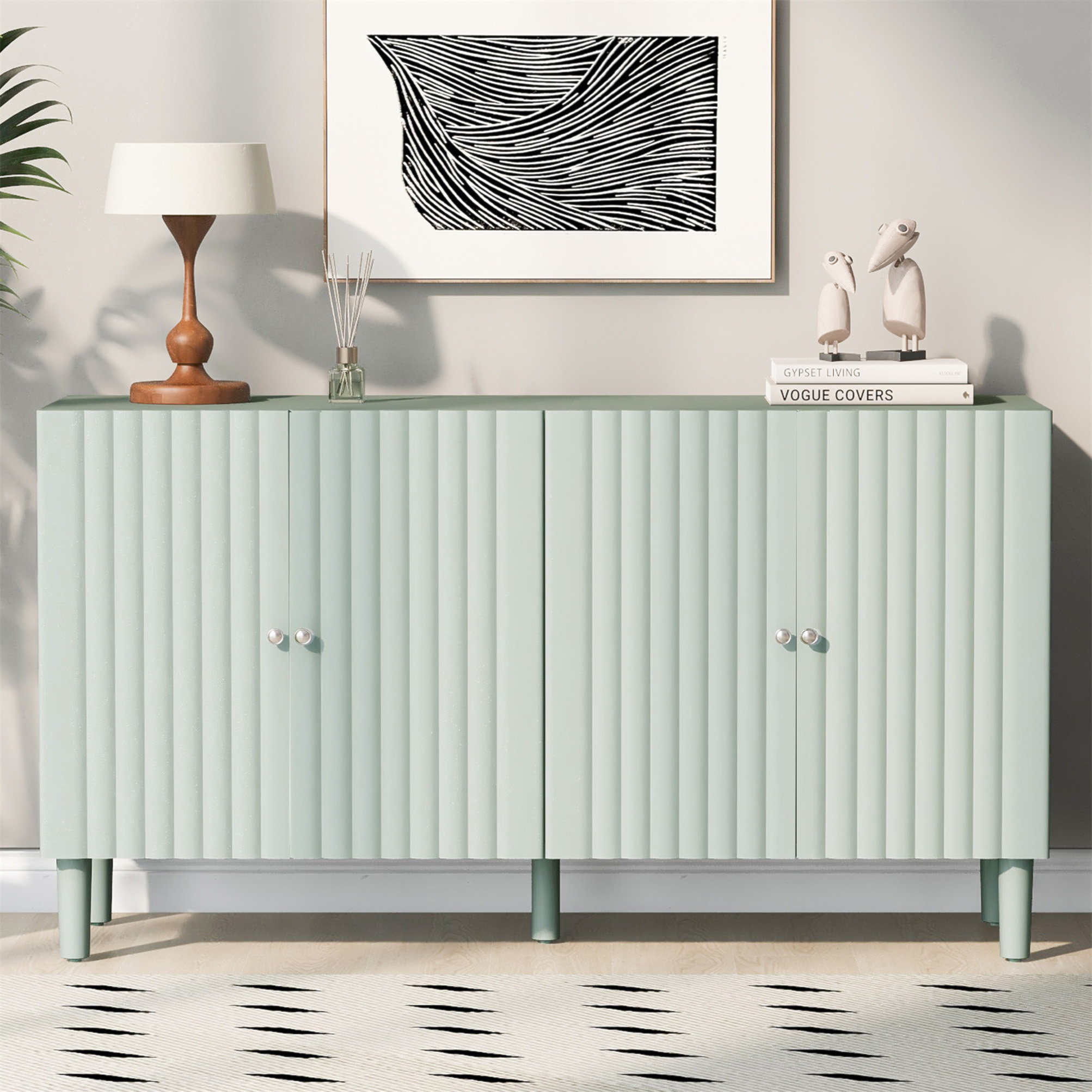Ebern Designs Exquisite Four-Door Sideboard With Graceful Patterns And ...