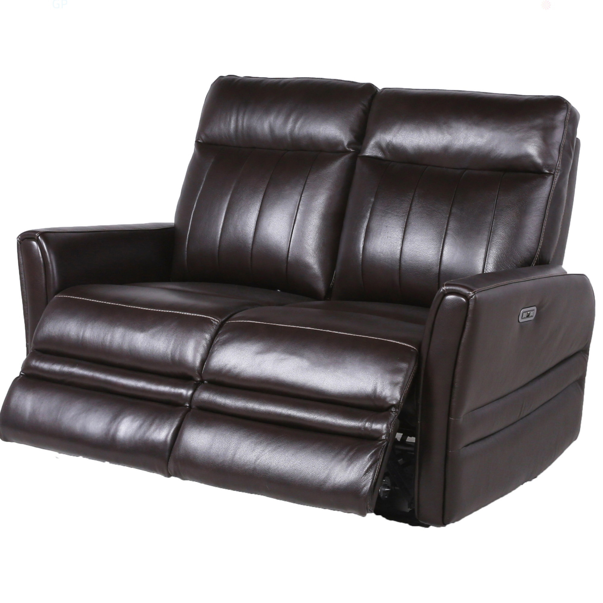 Hokku Designs Sophisticated Motion Loveseat - Top-Grain Leather, Power ...