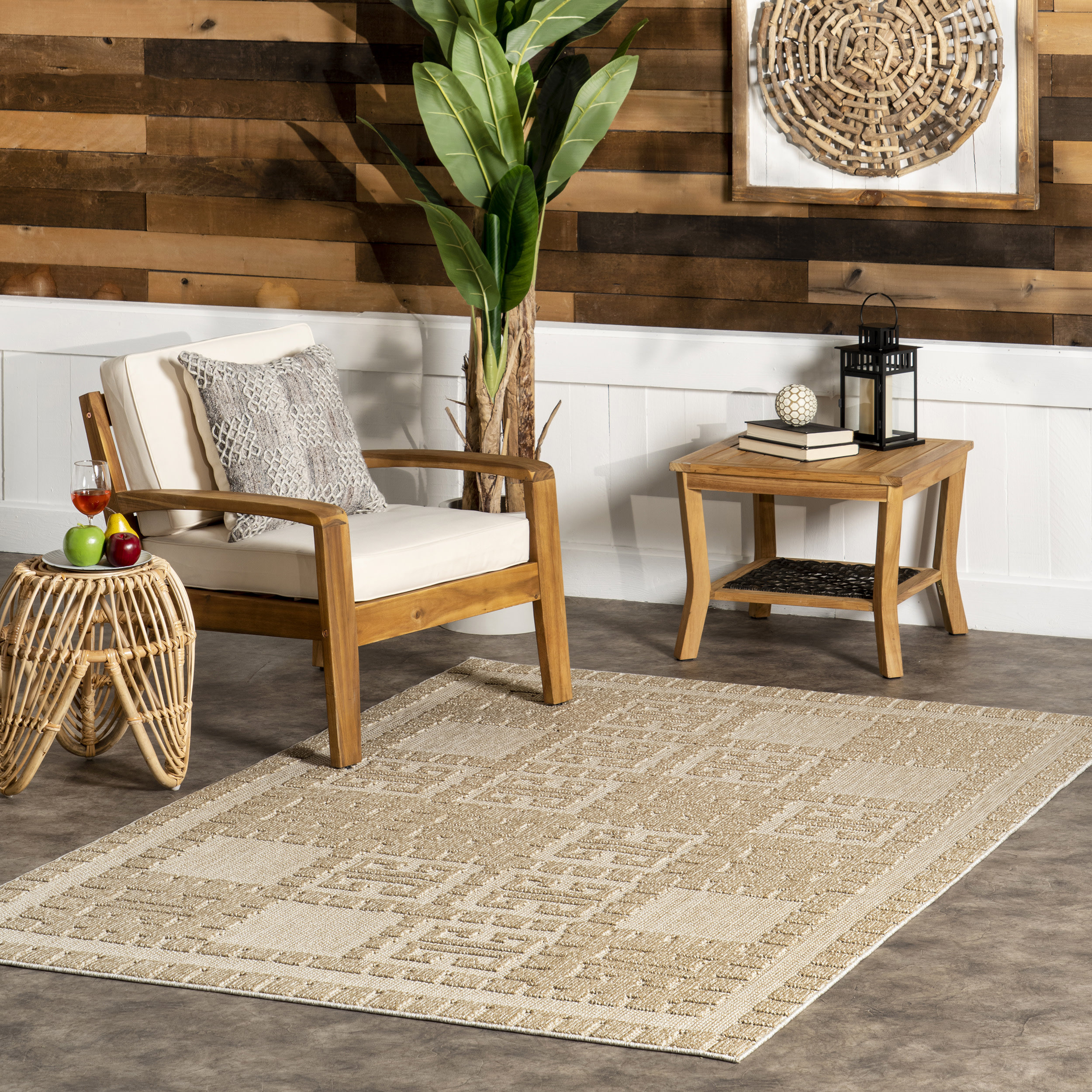 George Oliver Valorie Geometric Indoor/Outdoor Area Rug for Living Room ...