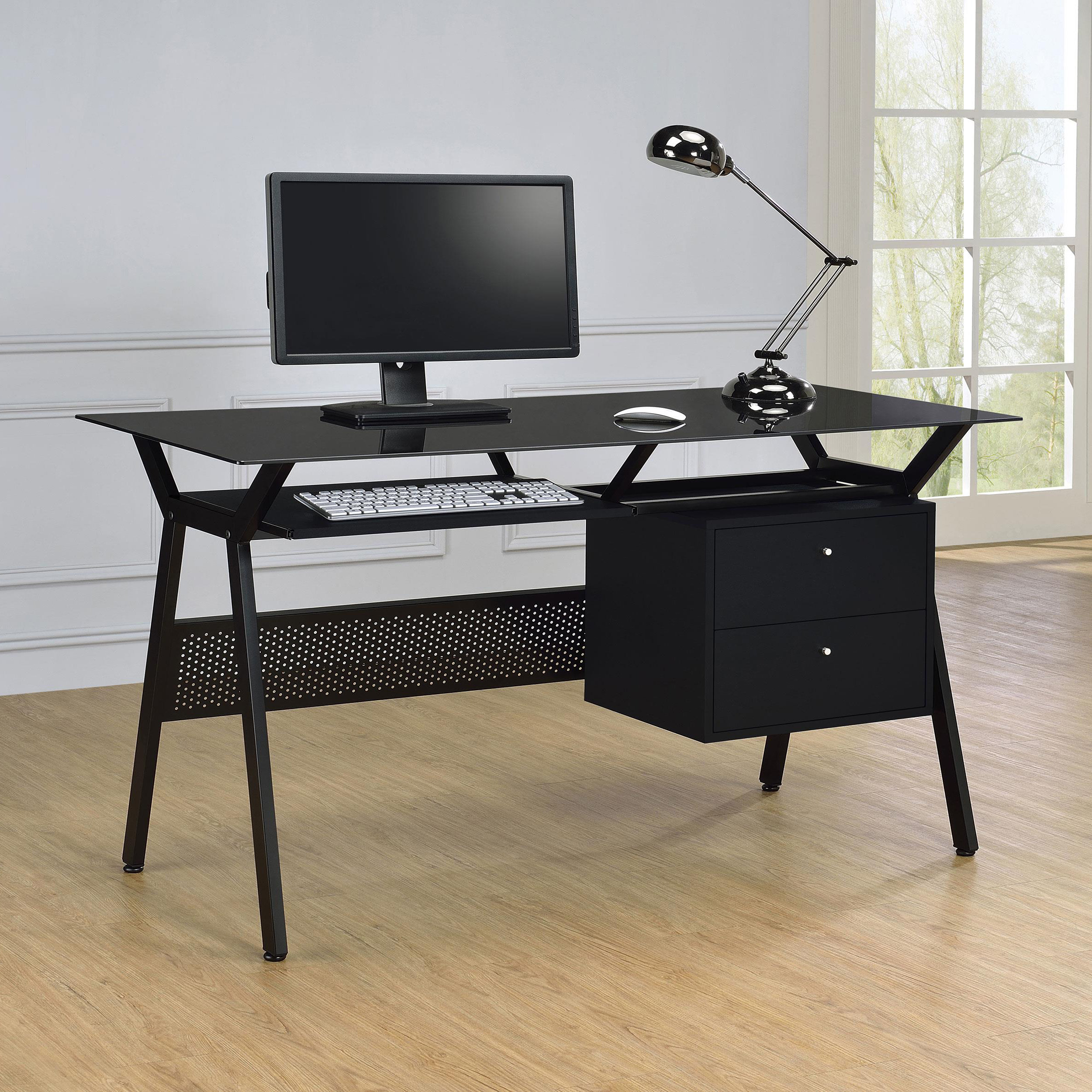 Corrigan Studio 55-inch 2-drawer Computer Desk Keyboard Tray Black ...