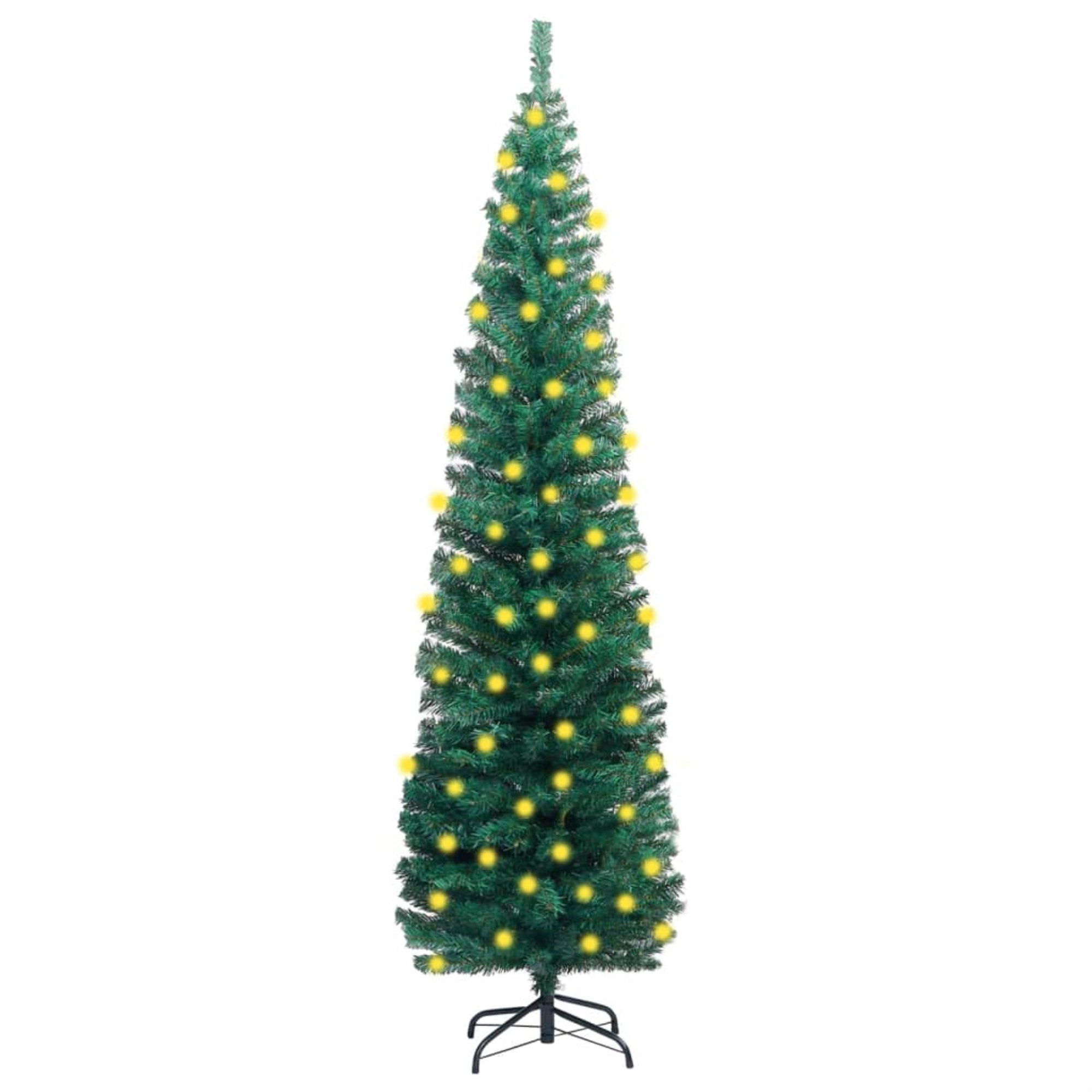 The Holiday Aisle® Slim Artificial Pre-lit Christmas Tree with Stand ...