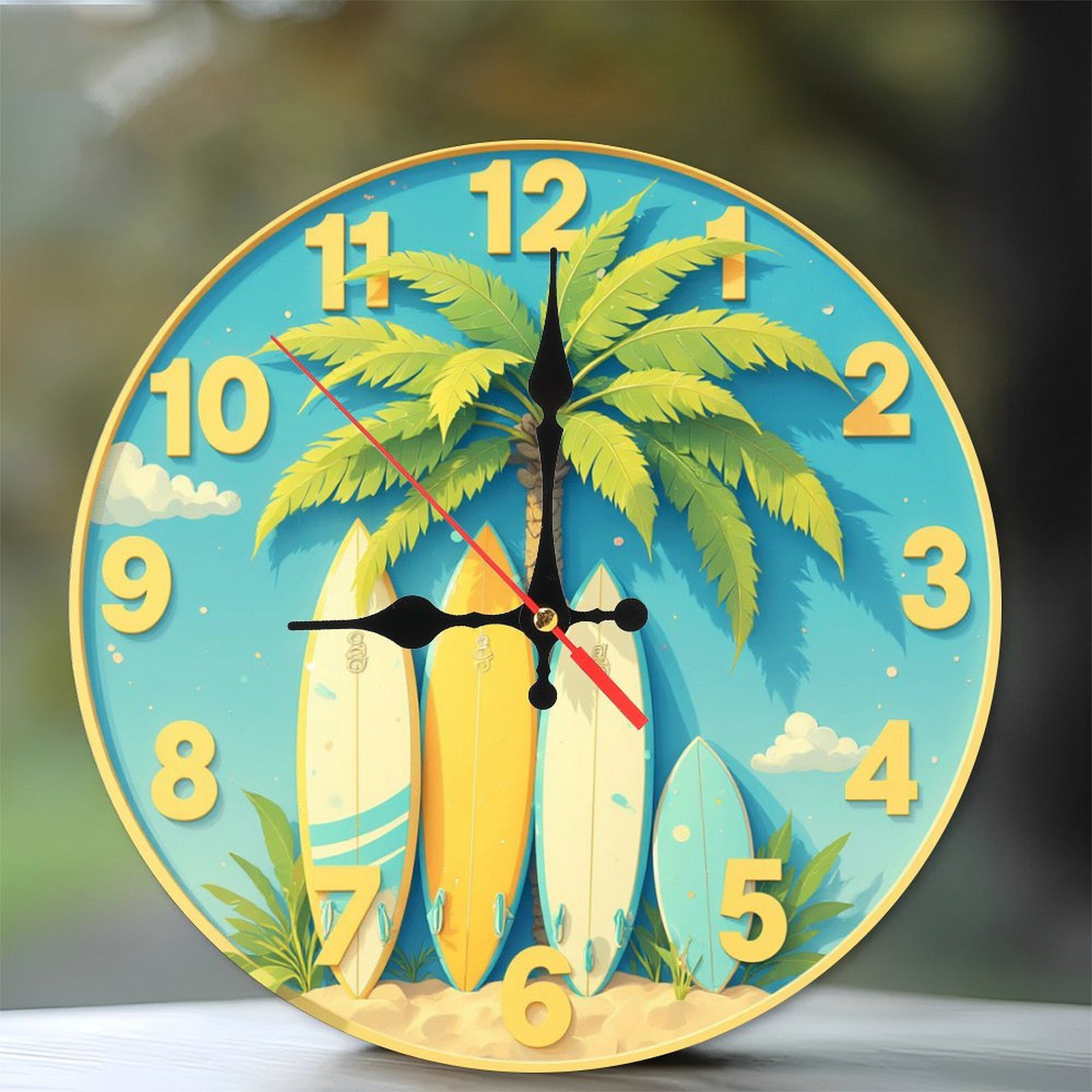 Bay Isle Home™ Beach Palm Tree Surfboard Wall Clock | Wayfair