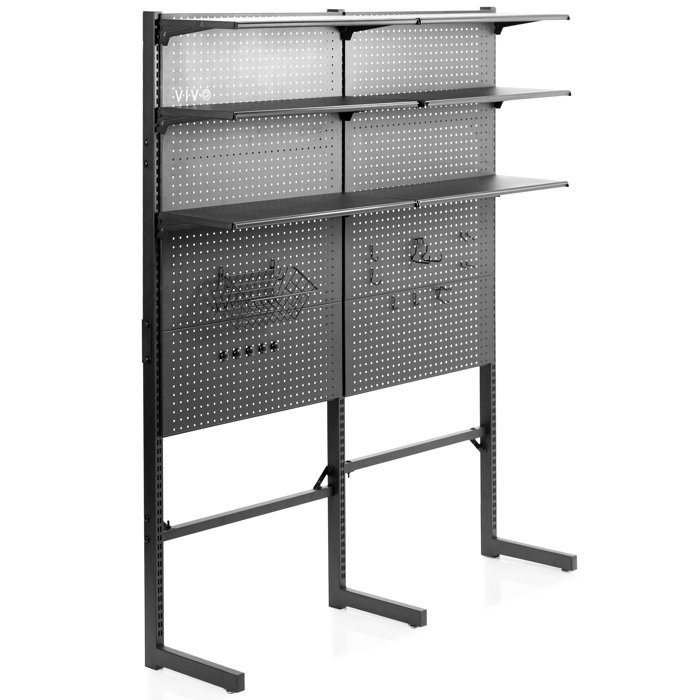 VIVO Black Freestanding Modular Pegboard System with 3 Tier ...