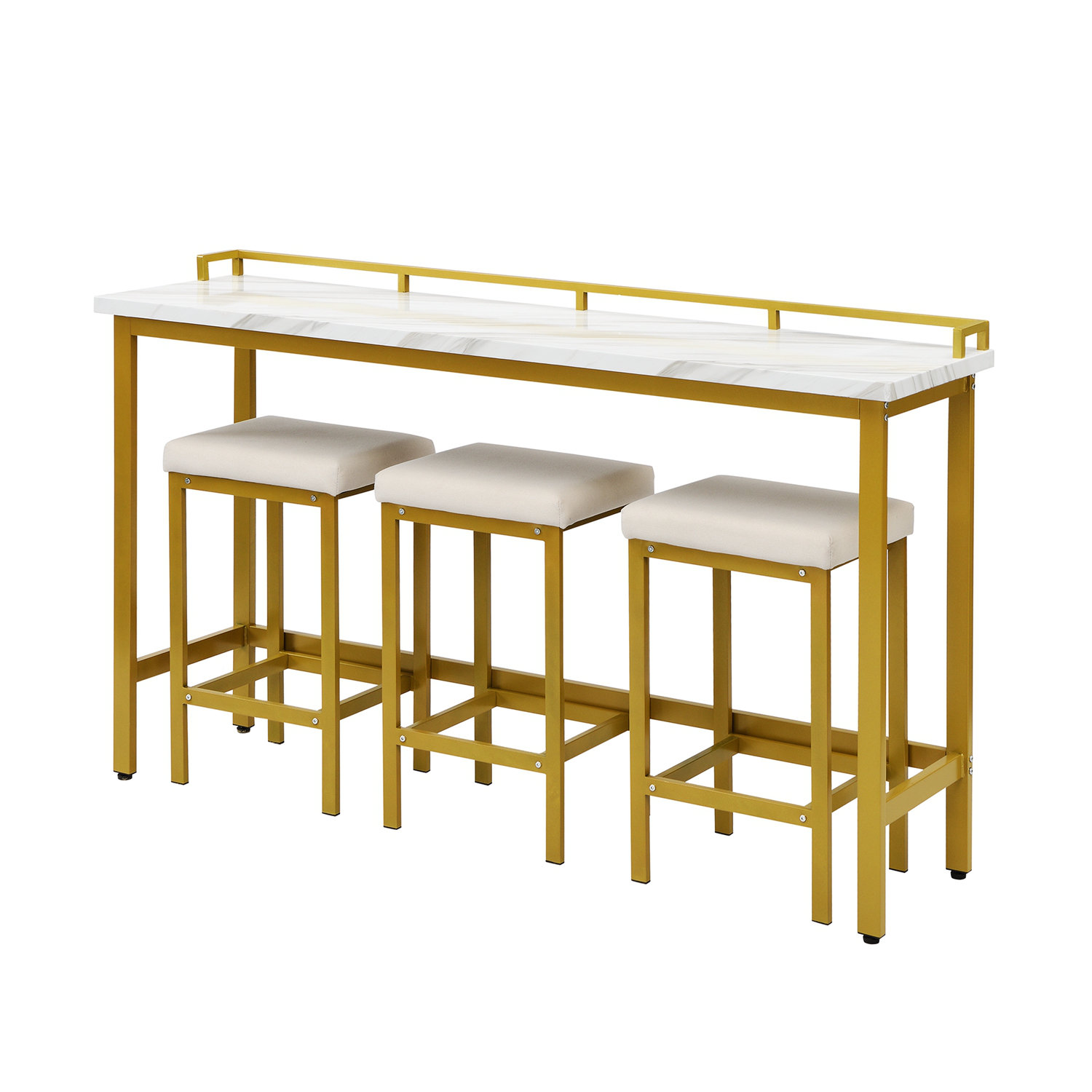 Mercer41 Micajah 35.62" Console Table and Stool Set, Kitchen Table And ...