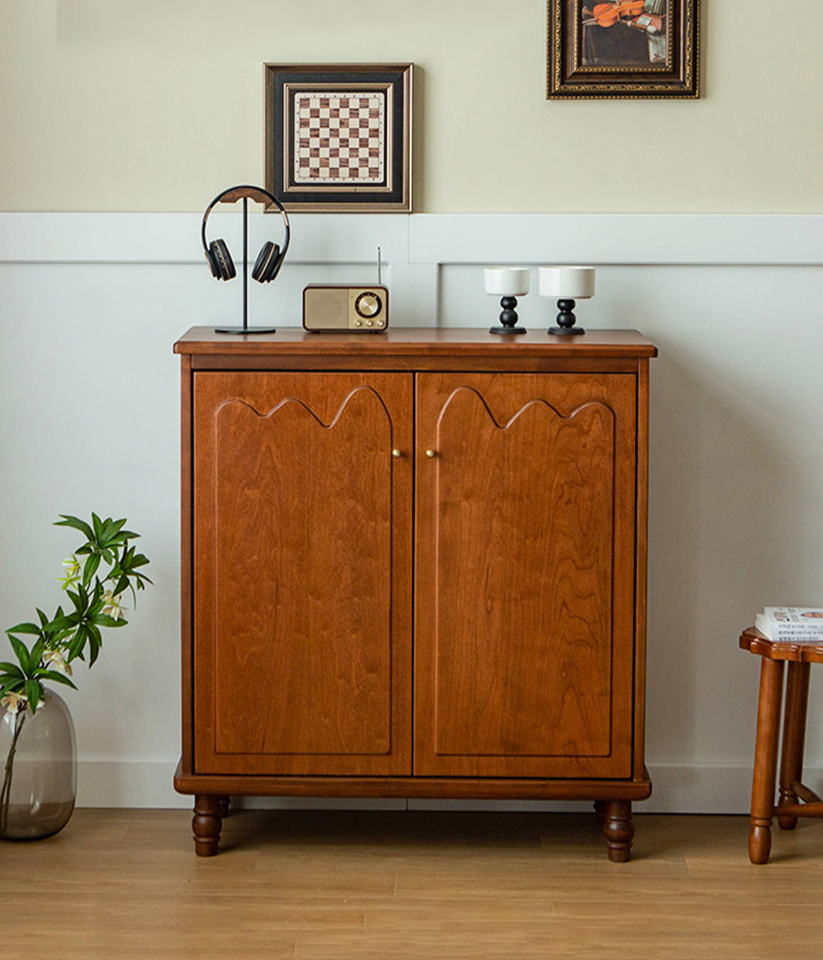Finesse Furni Vintage storage cherry wood shoe cabinet | Wayfair