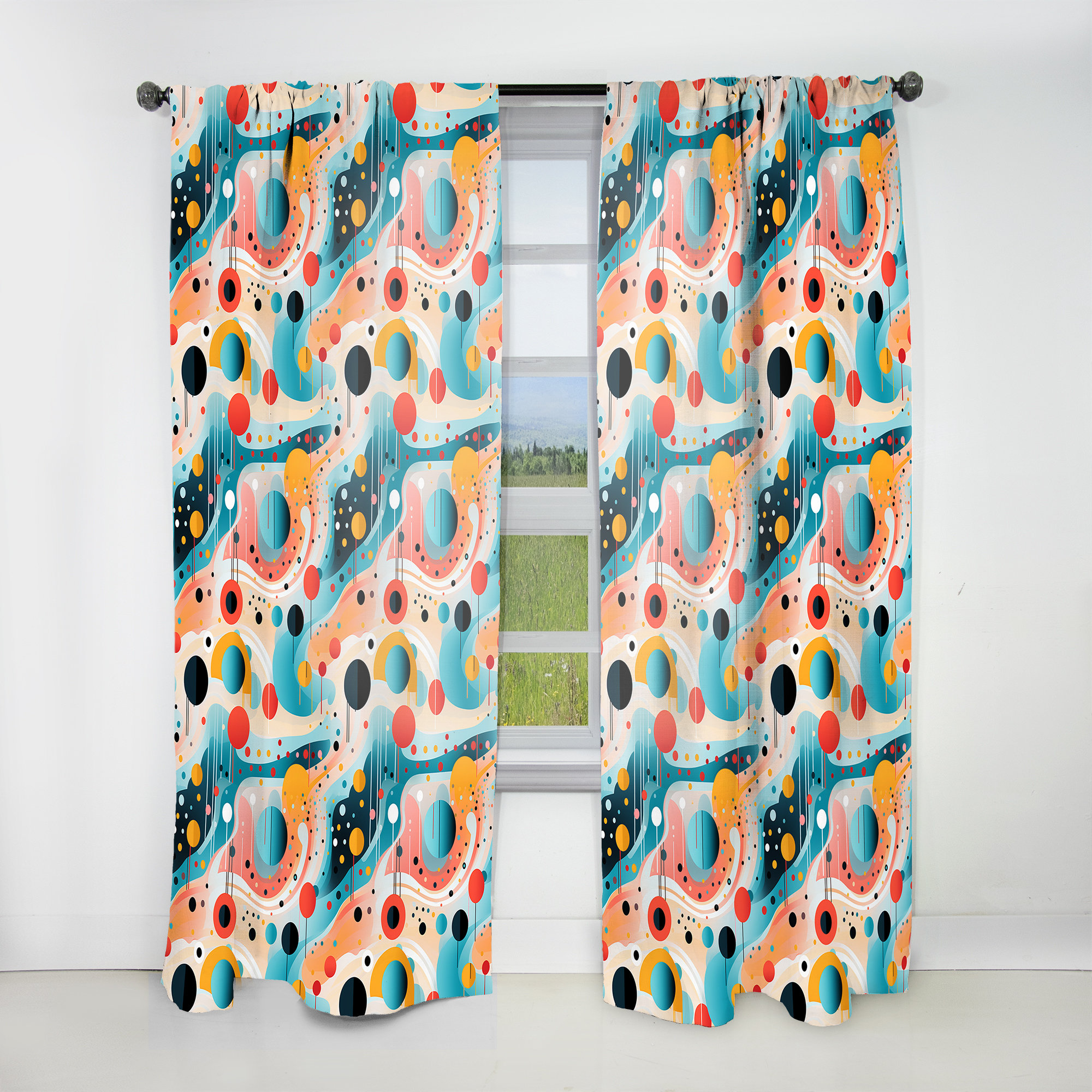 Design Art Futurist Polka Nexus - Abstract Curtain - Room Darkening ...
