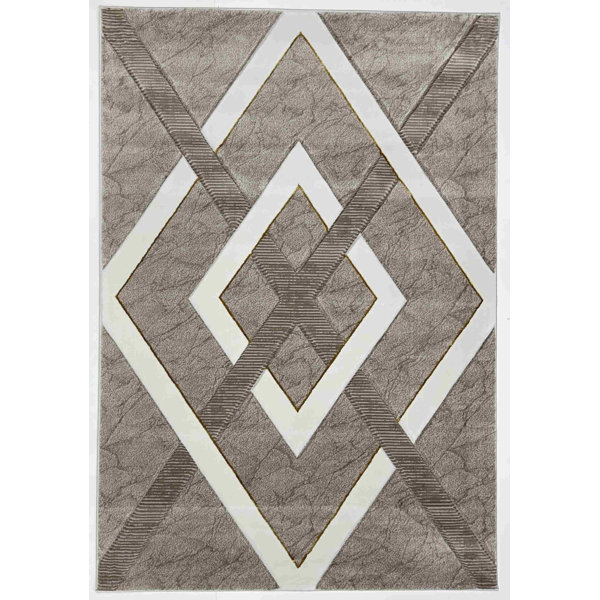 East Urban Home Abstract Thick Area Rug Hand Carved Modern Geometric ...