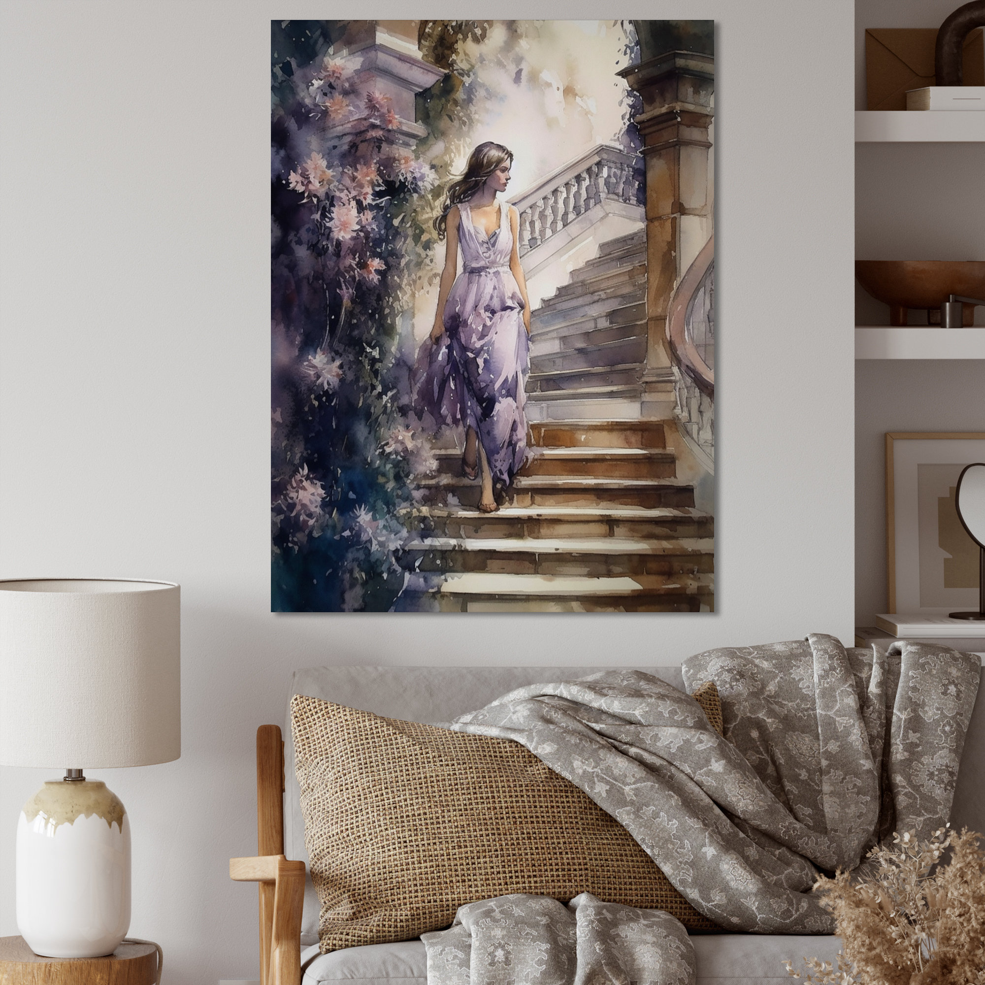 House of Hampton® Stunning Girl By The Stairs IV - Woman Romantic Wall ...