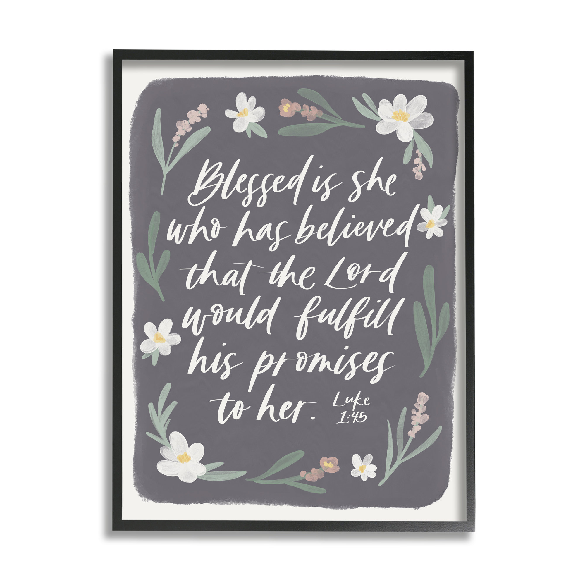 Stupell Industries Floral Religious Verse Calligraphy Script Botanical ...