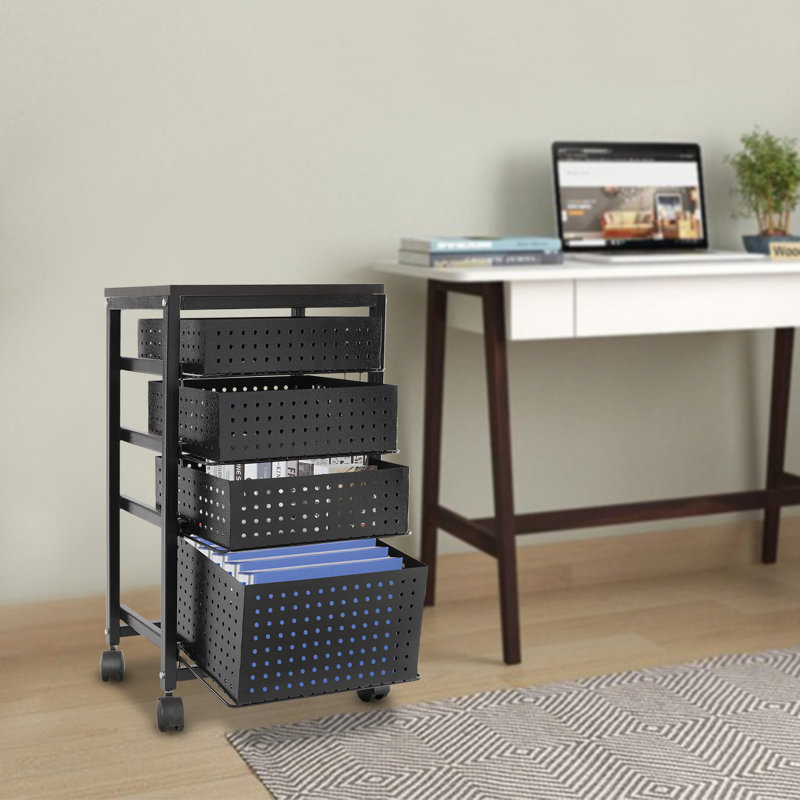 Lomana 4-Tiermodern Black Rectangle File Storage Drawer Carts Carbon ...