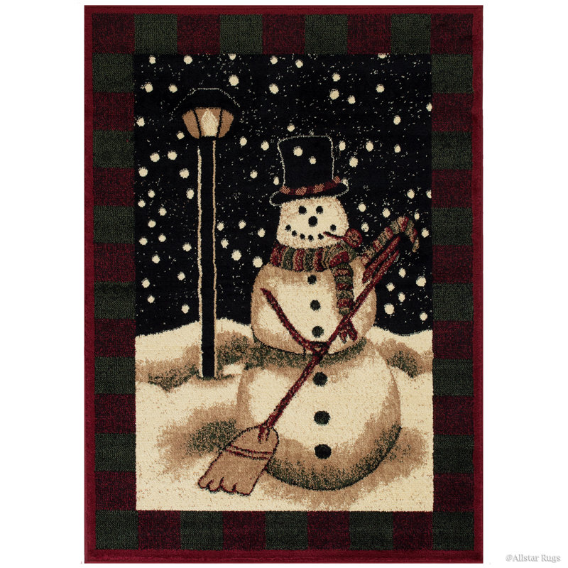 The Holiday Aisle® Holiday Christmas Snowman High Quality Woven Green ...