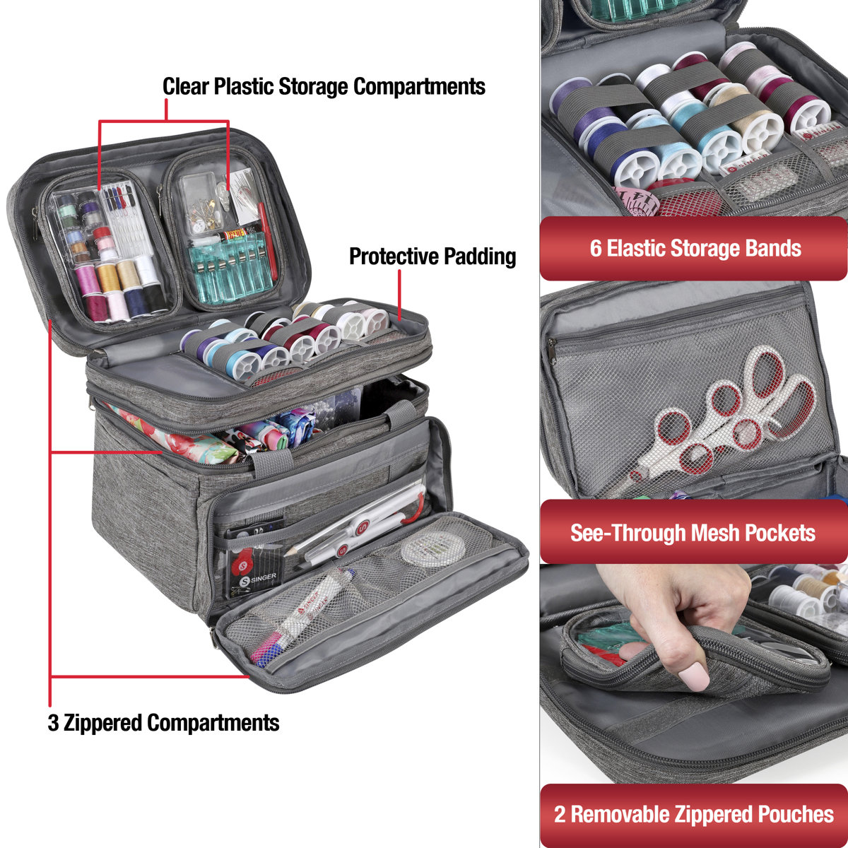 Singer Sewing Accessories Organizer (Bag Only), Large Sewing Supplies ...