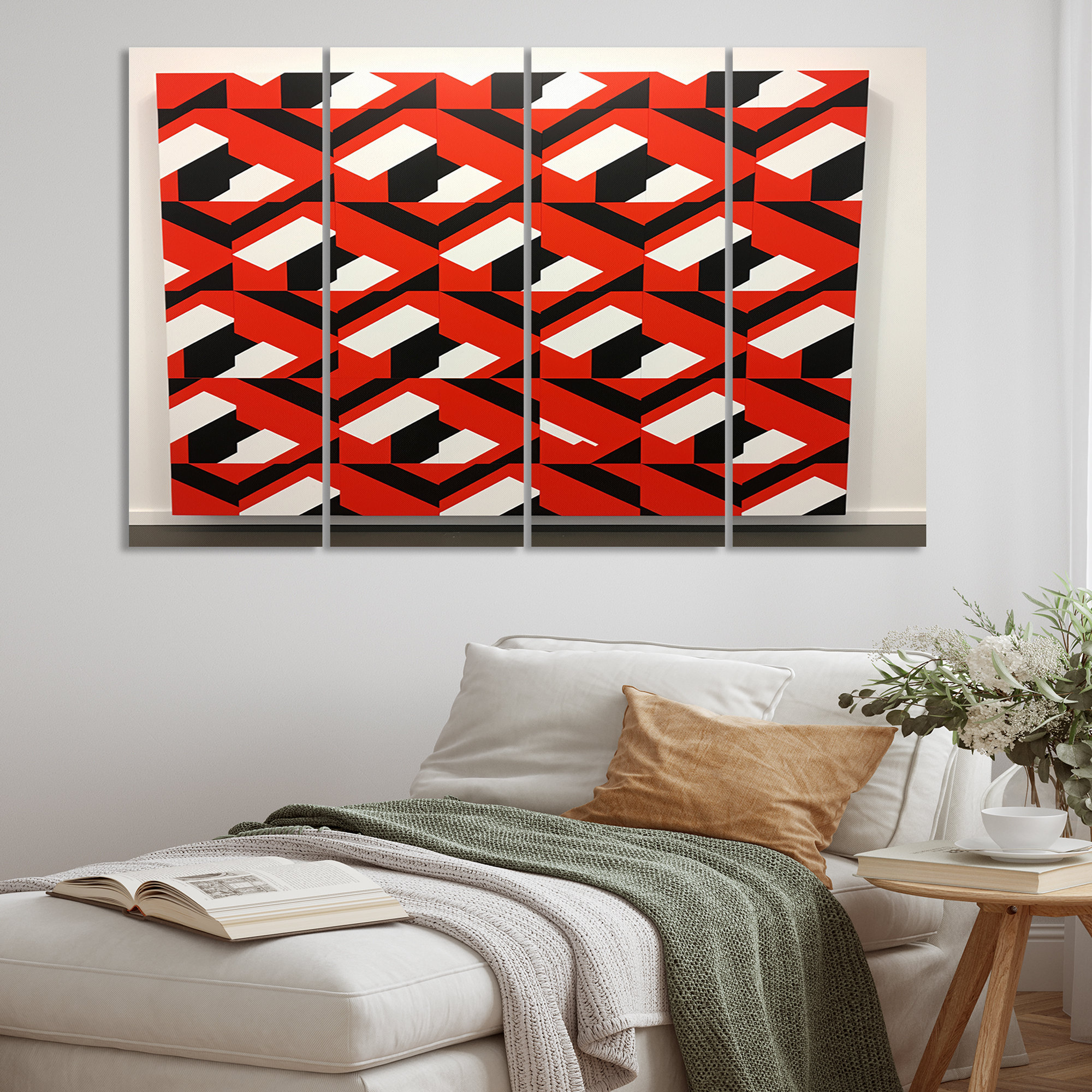 Wrought Studio™ Retro Pattern In Geometric Red White And Black - Modern ...