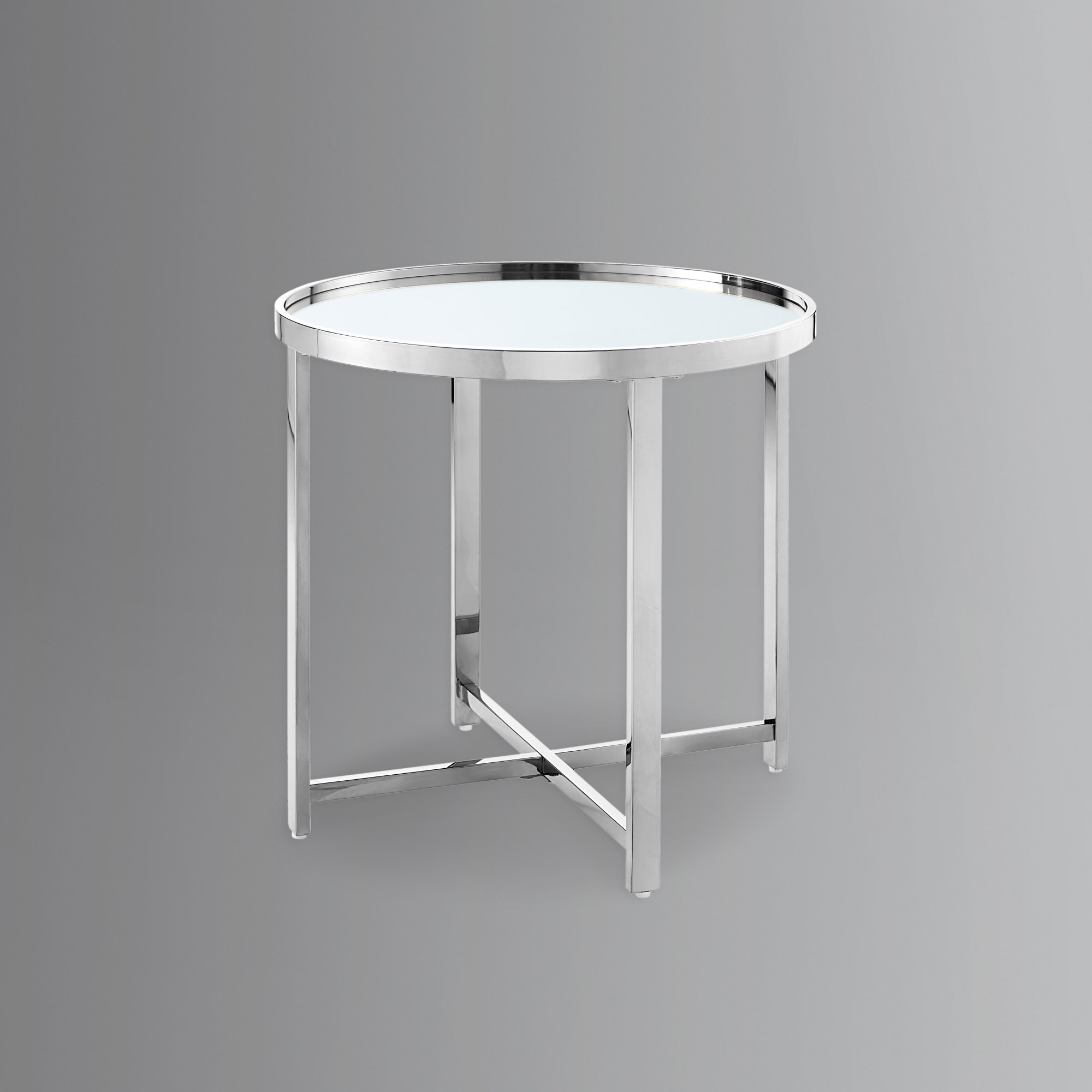 Nicole Miller Denton Cross Legs Mirrored Top End Table Wayfair