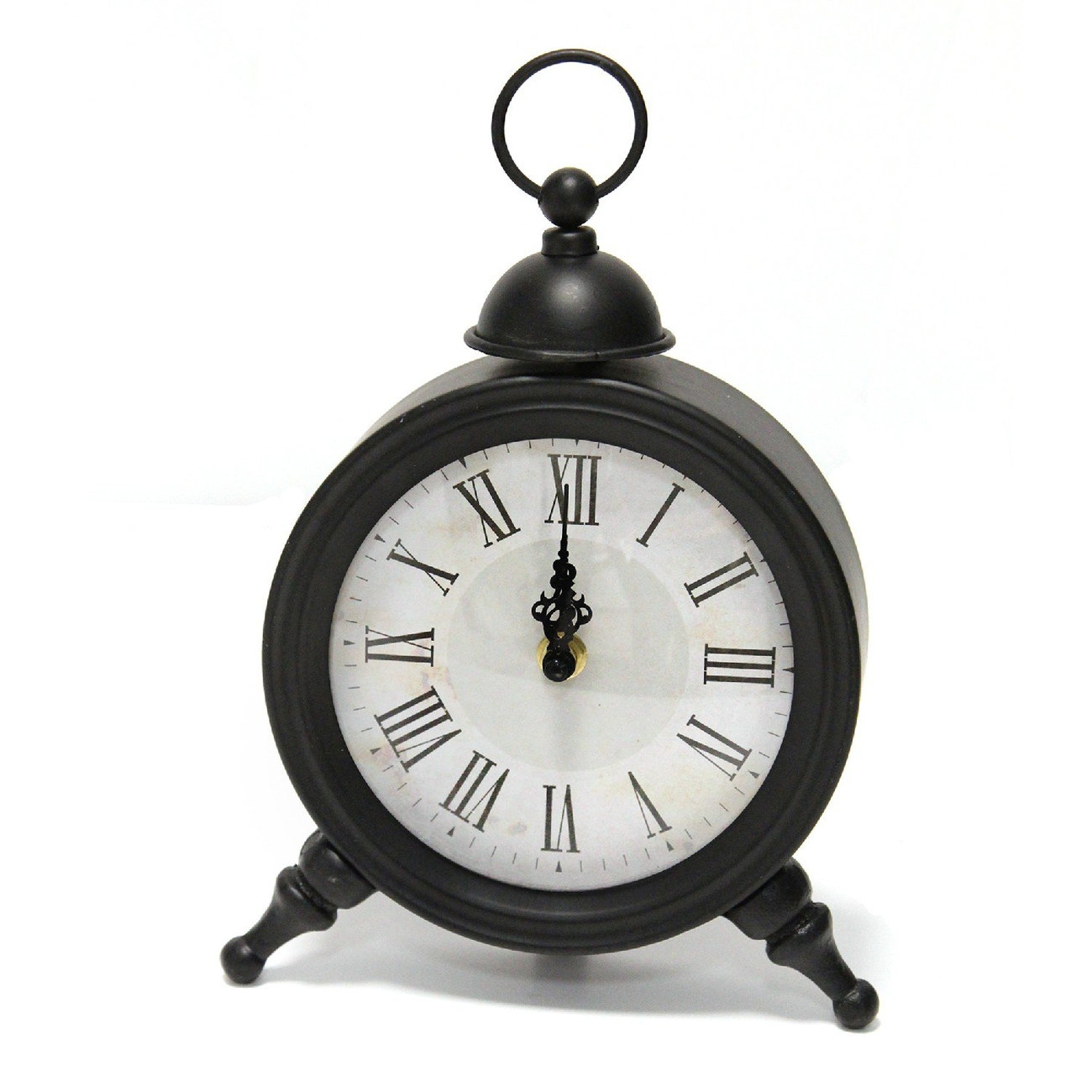 Canora Grey Traditional Analog Metal Mechanical Tabletop Clock in Black ...