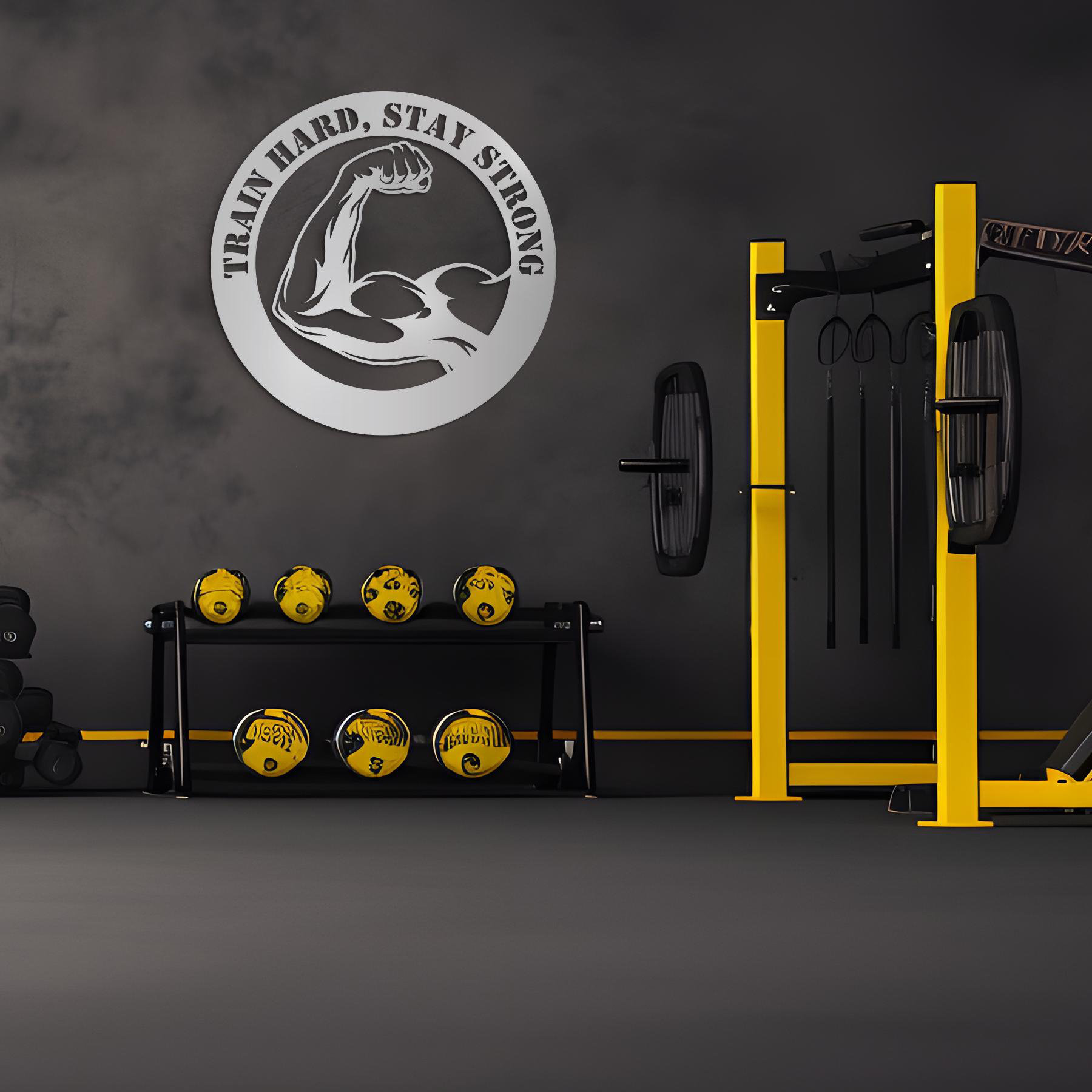 Trinx Train Hard Stay Strong Metal Wall Art, Gym Wall Decor, Fitness ...