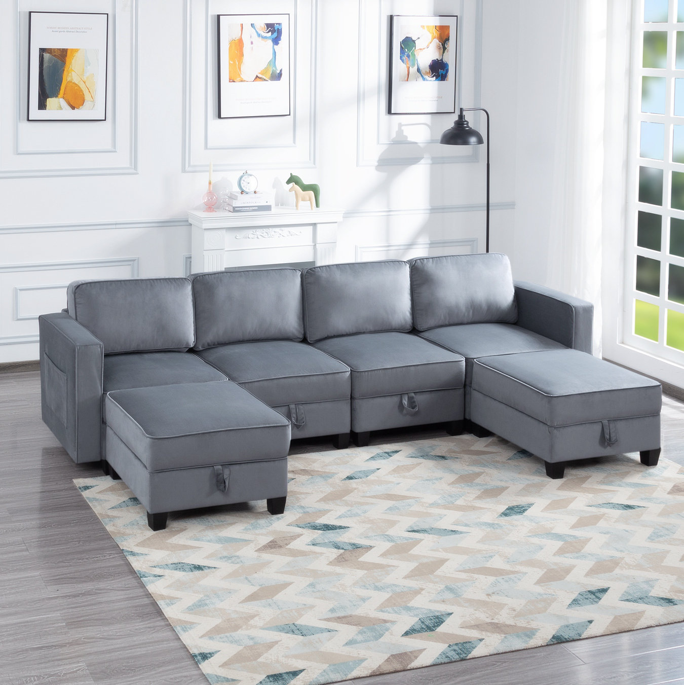 Latitude Run® Morisinimodern Square Arm Sectional Sofa, Upholstered ...