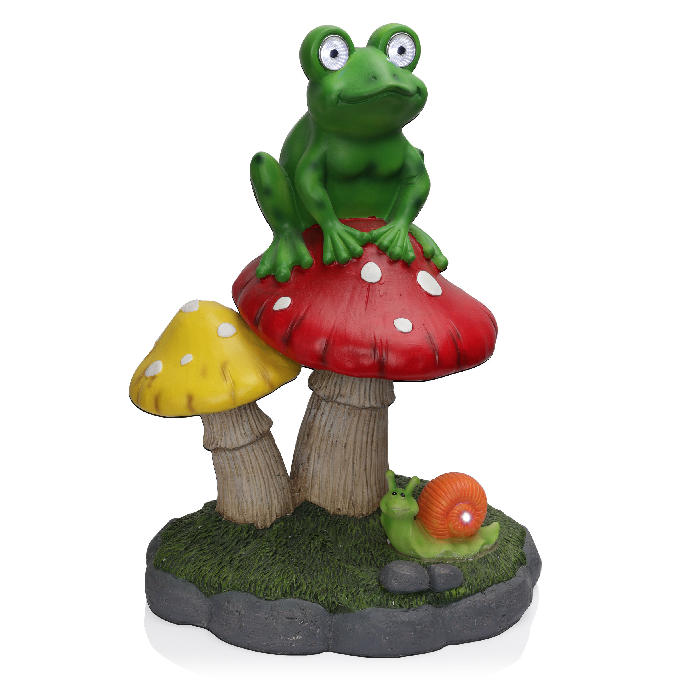 Winston Porter Frog on Mushroom Solar Statue with LED Lights | Wayfair