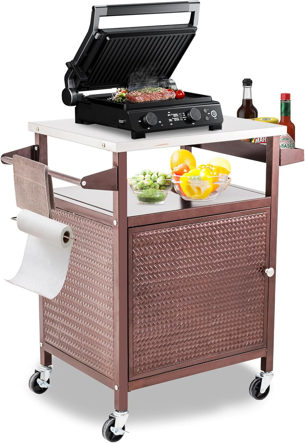 Ebern Designs Outdoor Grill Cart with Storage Cabinet, Outdoor Pizza ...