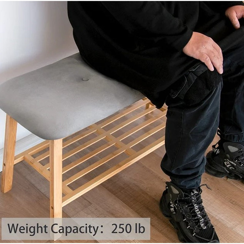 Ebern Designs Tashaunda Shoe Bench with Storage Shelf for Entryway ...