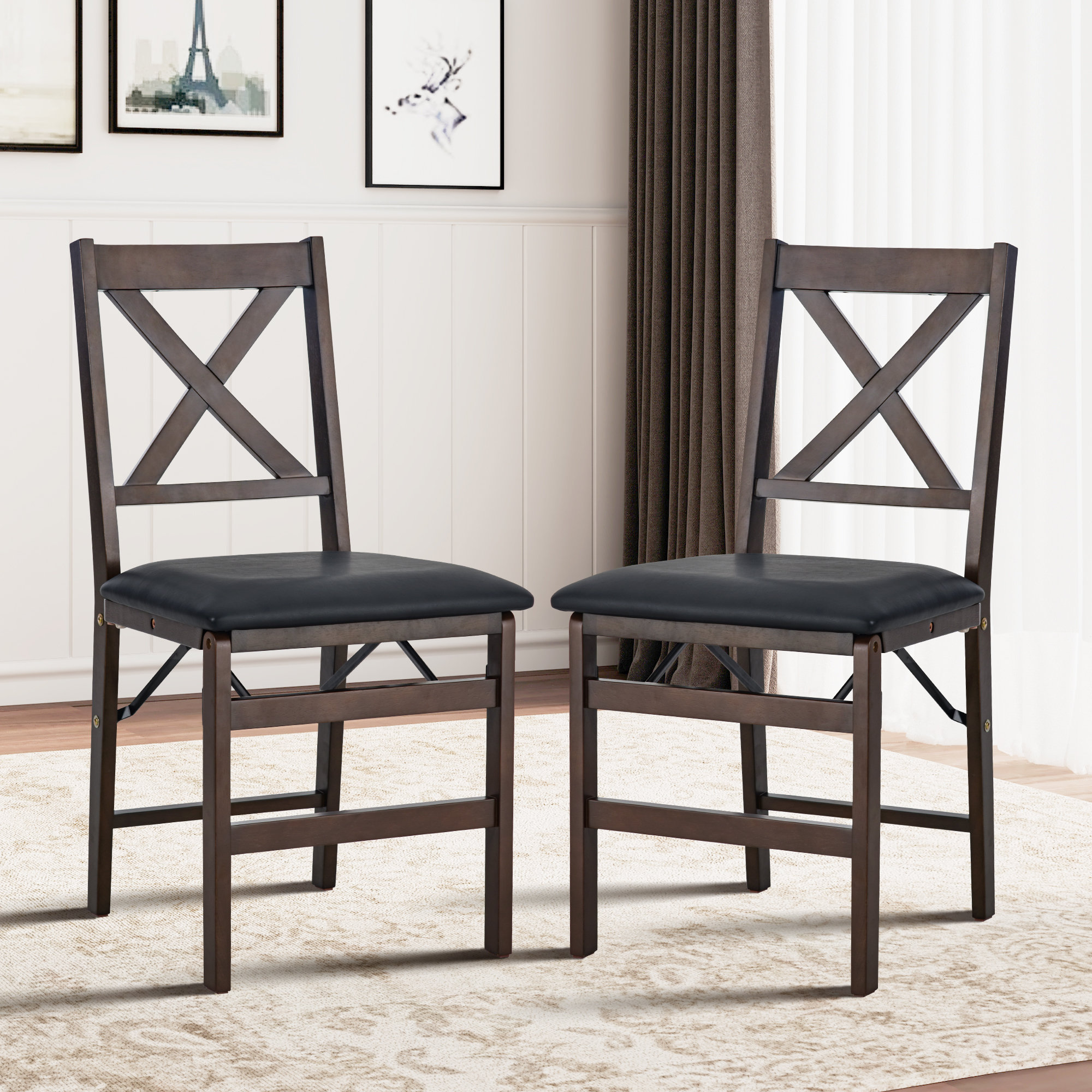 Breakwater Bay Padded Cross Back Folding Dining Chair Side Chairs | Wayfair