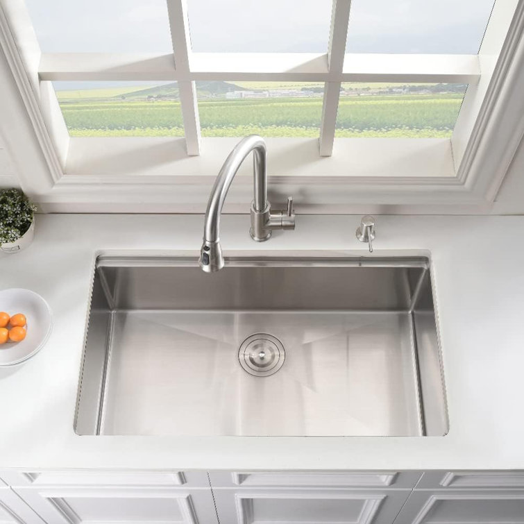 KDK HOME 32" Gold/Black Undermount Single Bowl Kitchen Sink, 18 Guage ...