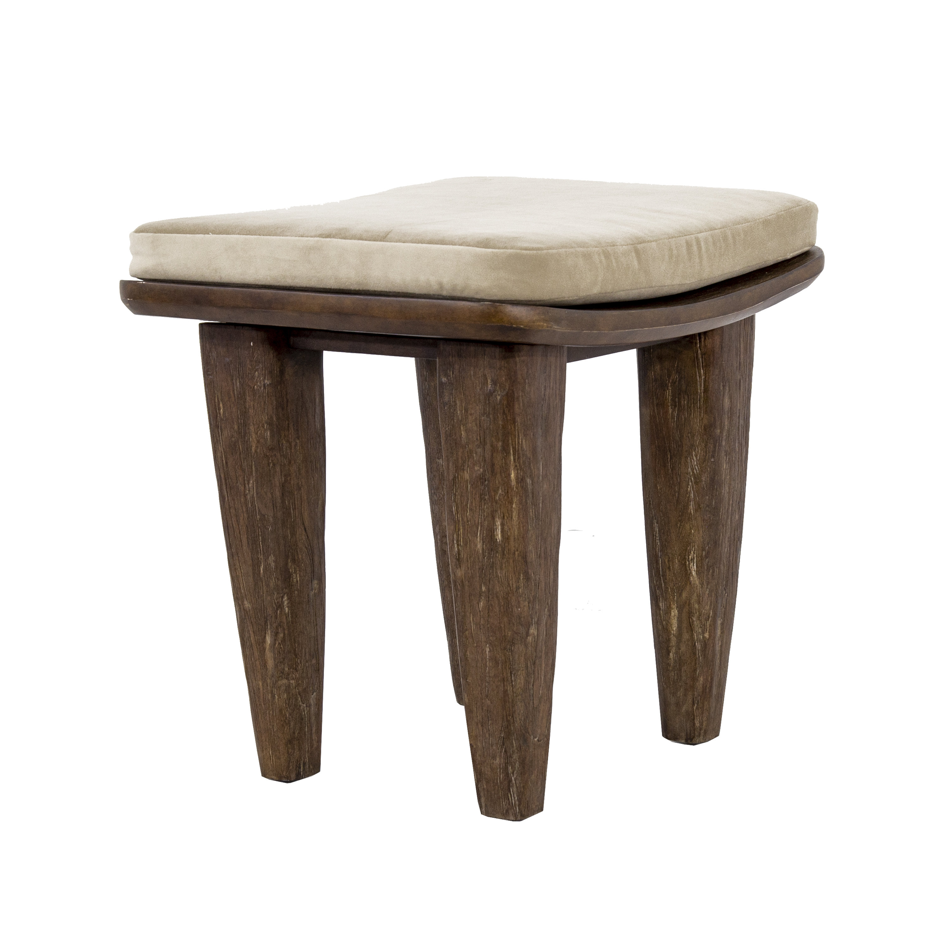 Orren Ellis Daliza 23" Rectangular Solid Teak Wood Stool with Cushion ...