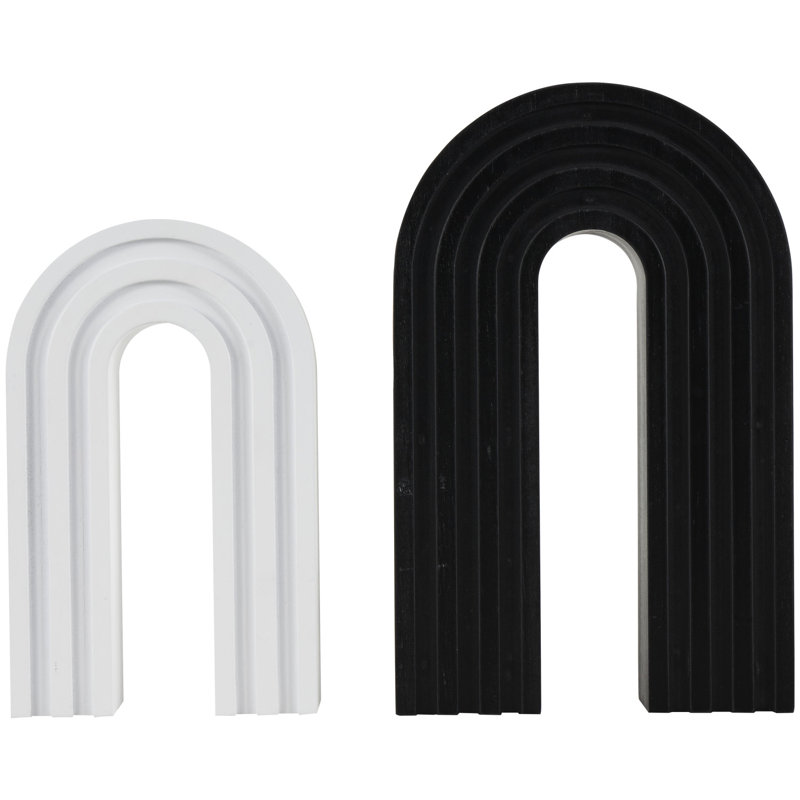 Wrought Studio™ Emiterio Wooden Layered Arch Geometric Decorative Black ...