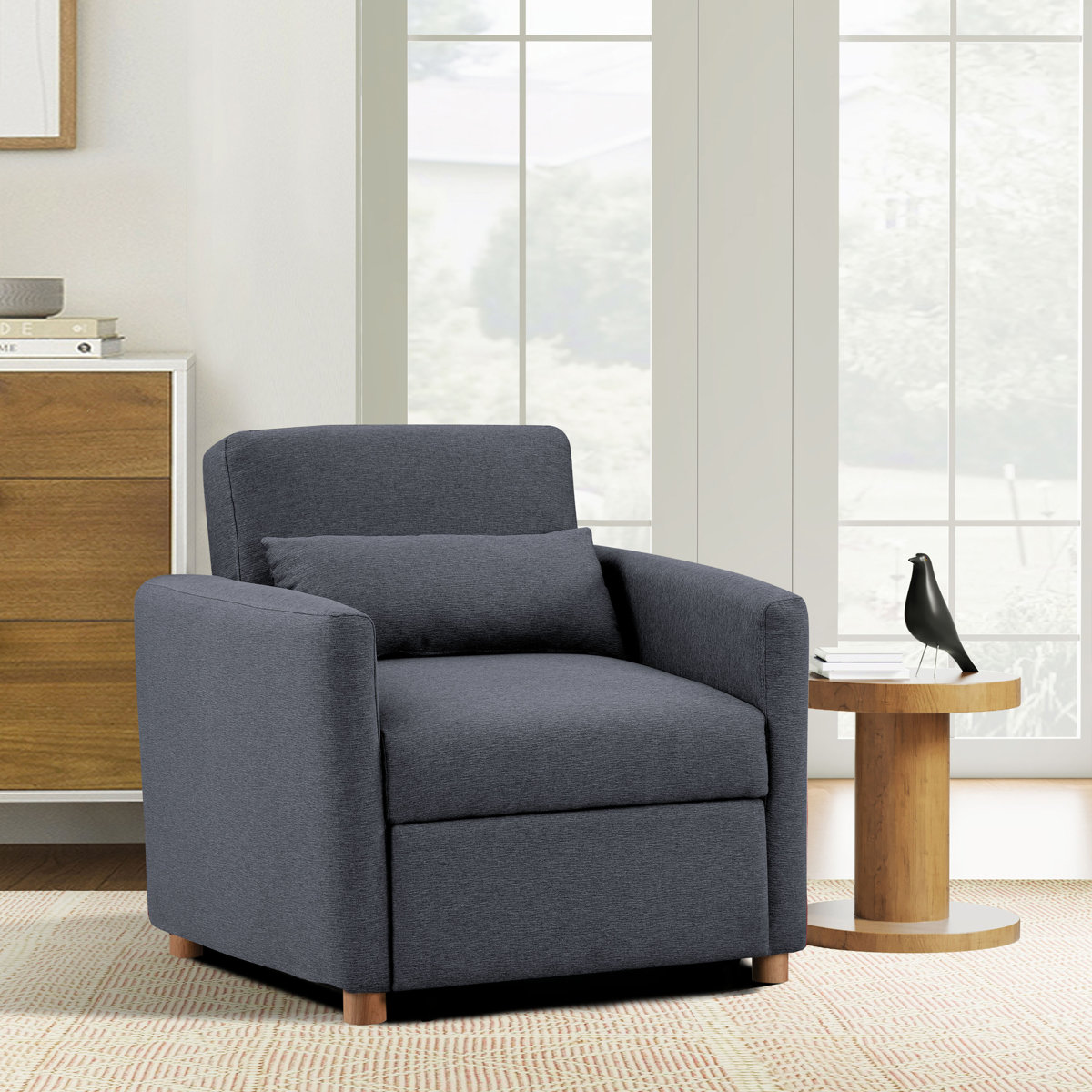 Serta Cooper 36" Convertible Accent Chair w/ Accent Pillow, Dream Coil ...