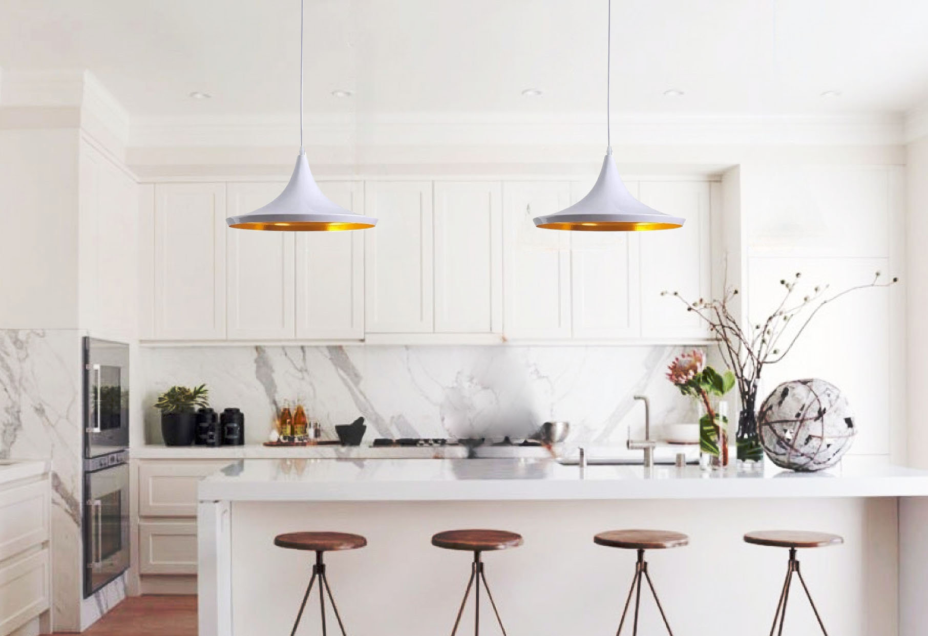 George Oliver 1 - Light Cone White and Gold Inside Single Beat Pendant ...