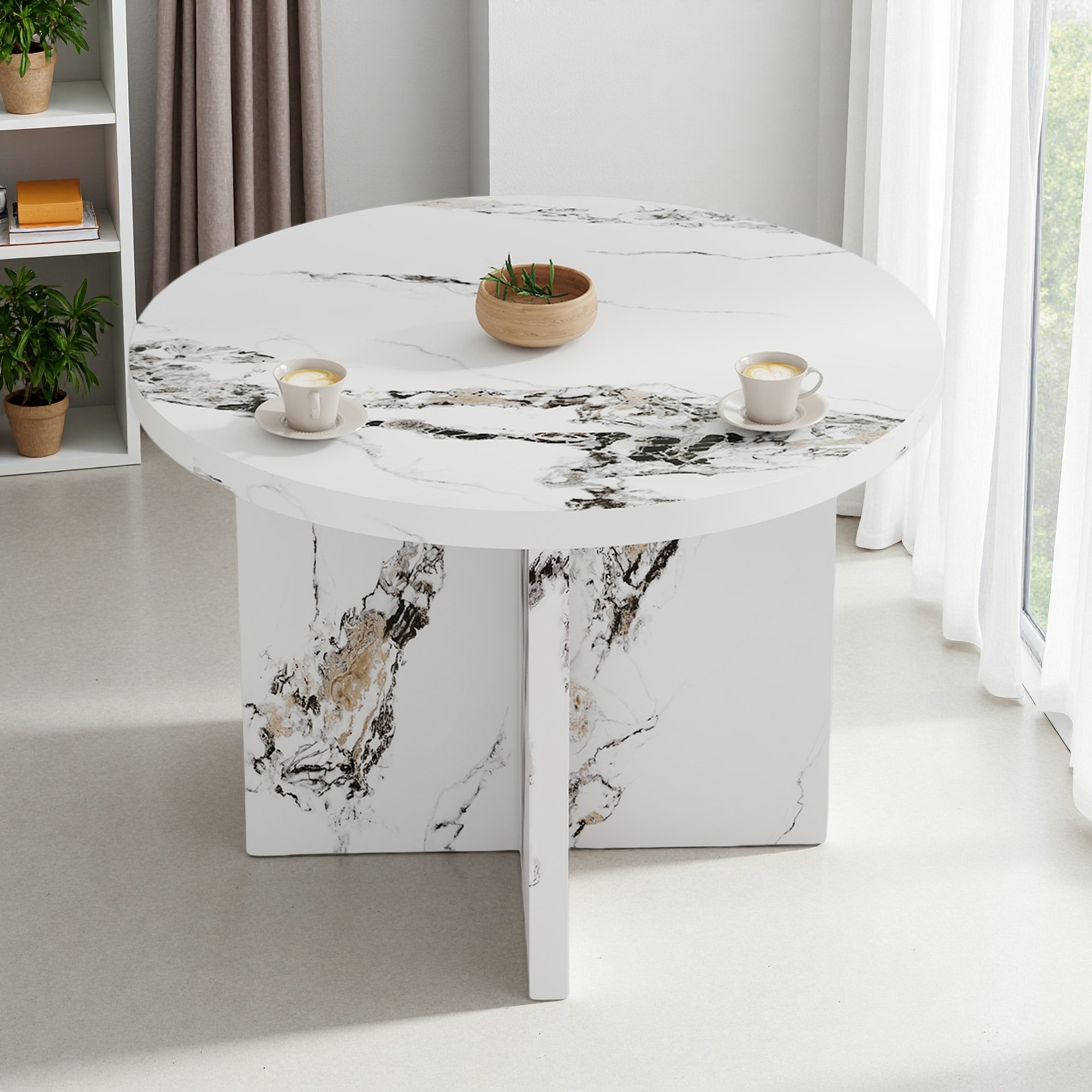 Wrought Studio™ Round Dining Table For 4-6, 42 Inch Modern Kitchen ...