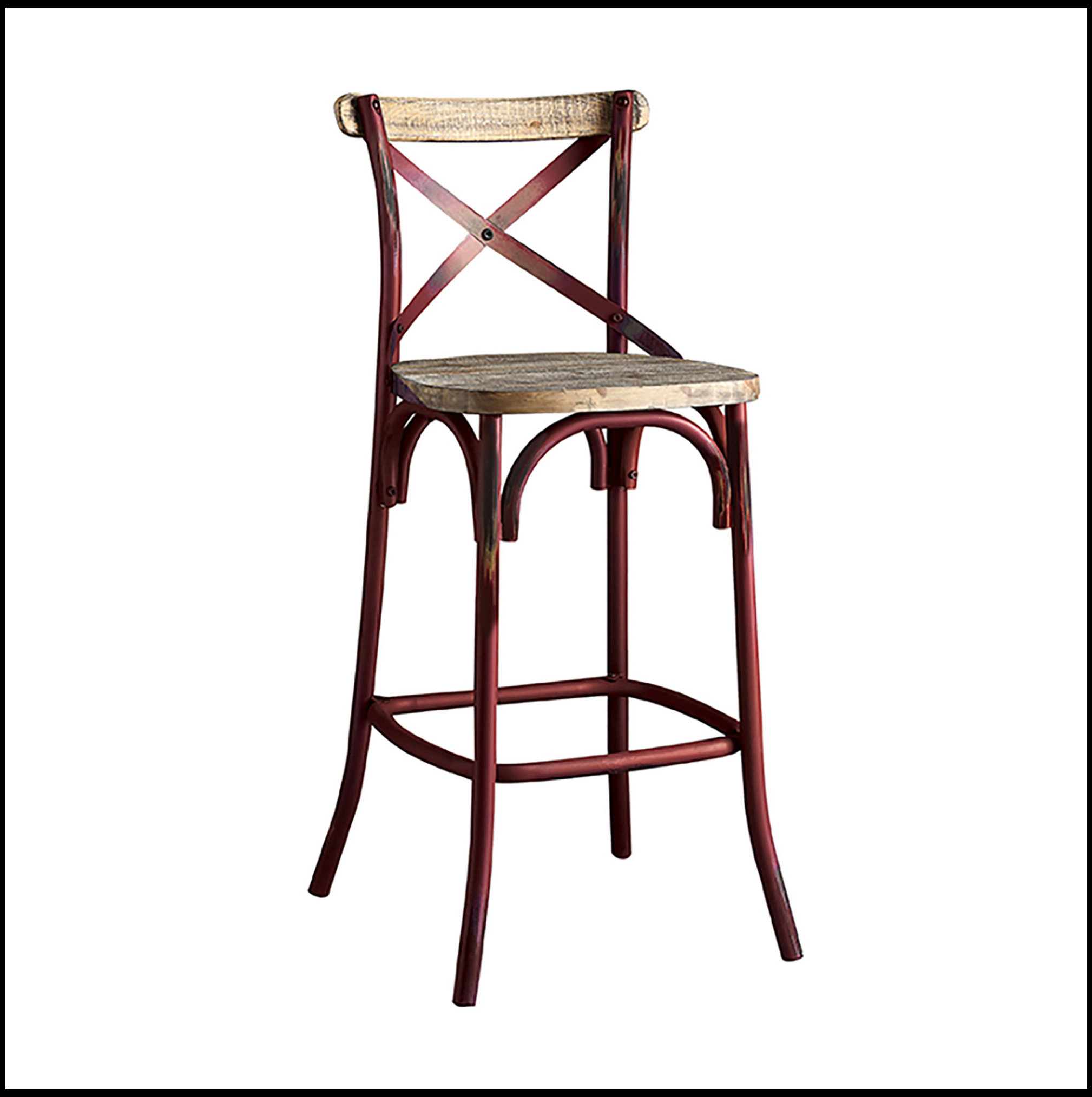 August Grove® Charming Cross-Back Wooden And Metal Bar Stool For ...