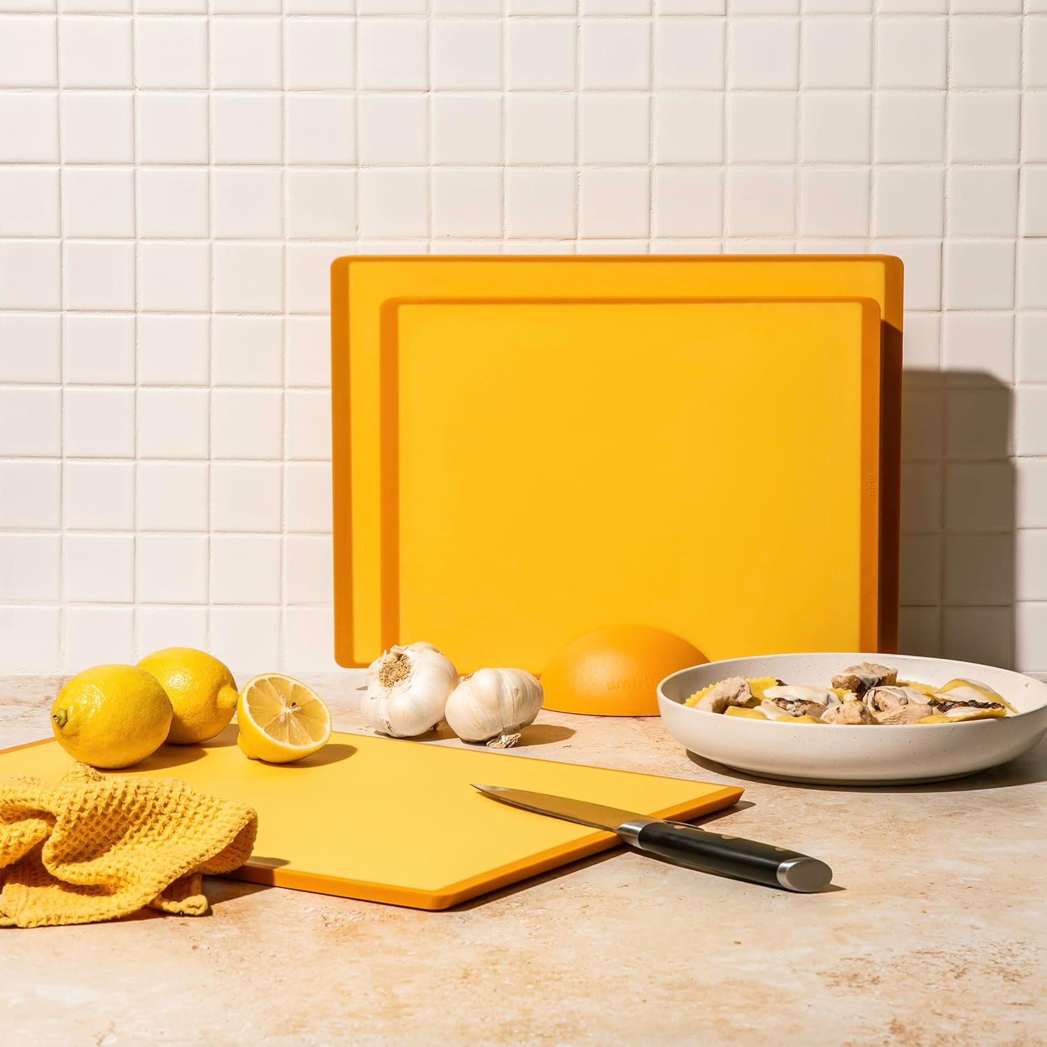 THIROX Plastic Cutting Board Set With Holder, Dishwasher Safe Plastic ...