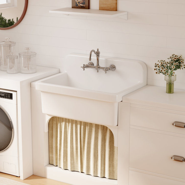 Eridanus Mason 30-inch White Ceramic Laundry Sink Wall Mount Utility ...
