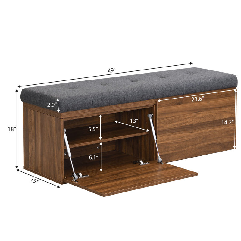 Hokku Designs 8 Pair Shoe Storage Bench With Padded Seat Cushion | Wayfair