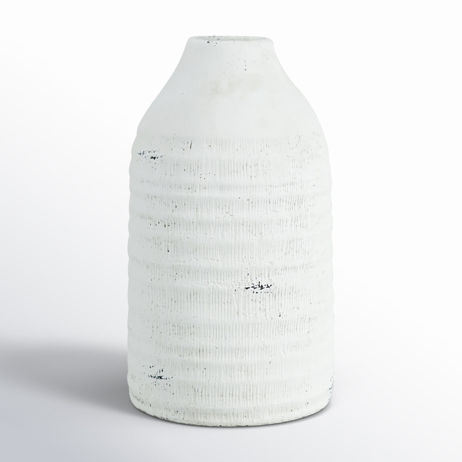 Joss & Main Combes Cement Accent Vase with Ridged Design - 6.5" x 6.5 ...